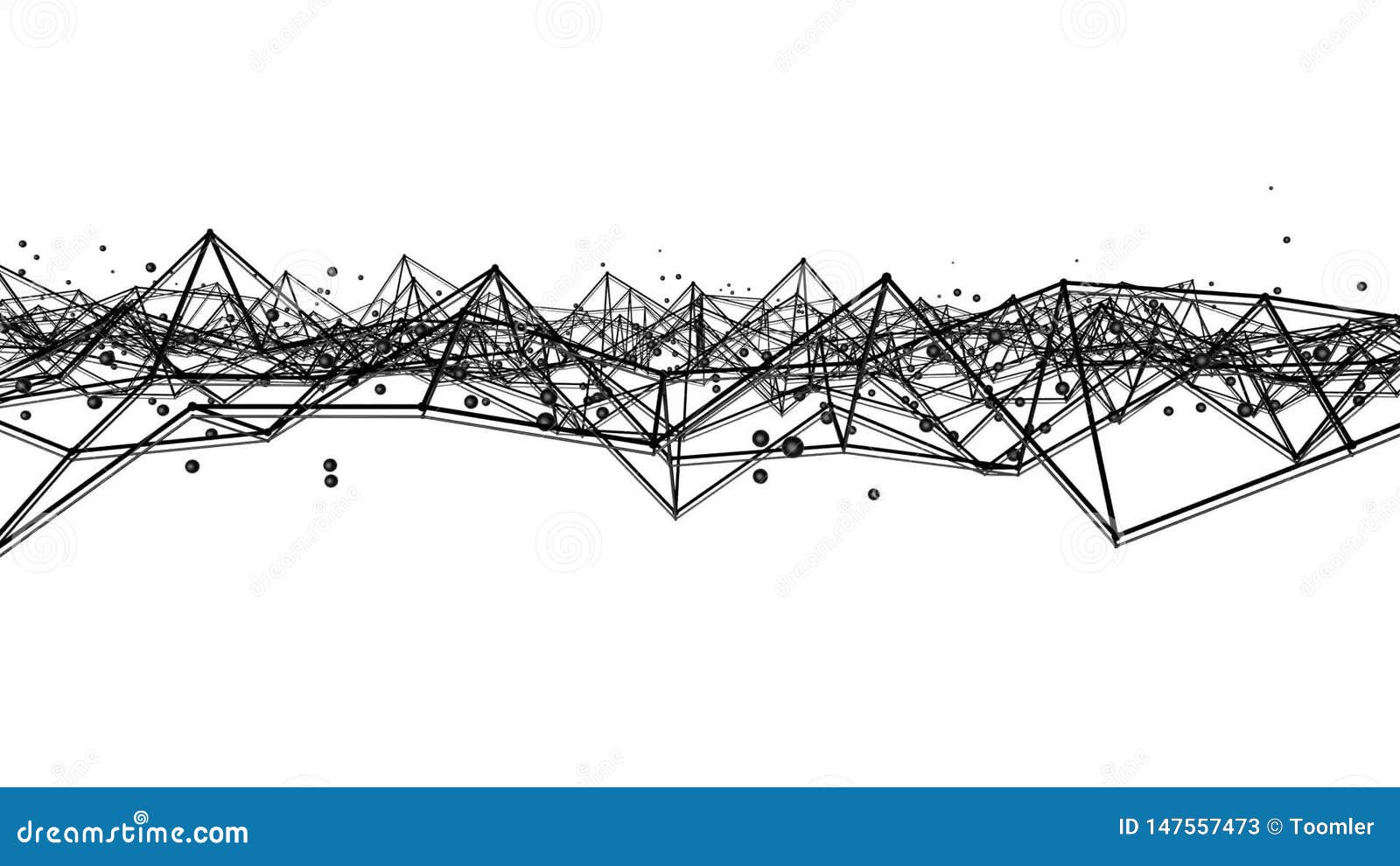 Black Three-dimensional Grid with Spheres Slowly Deformed on a White ...