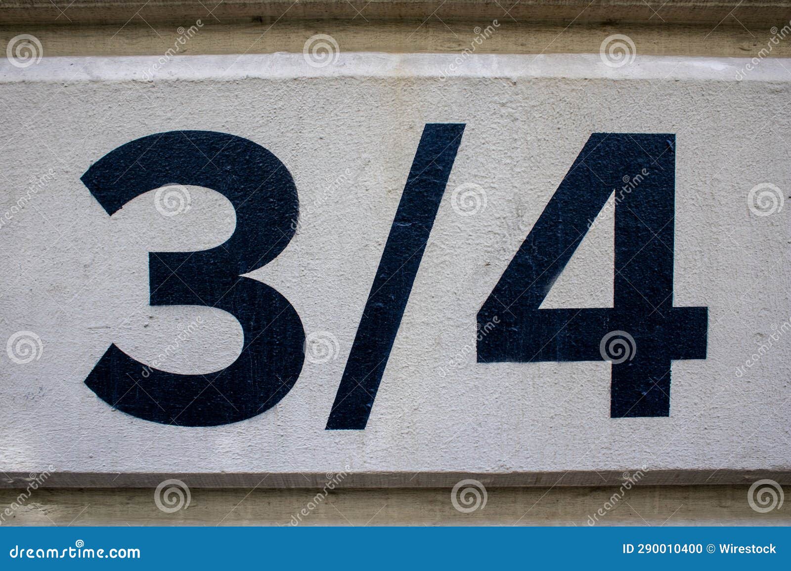 Black Three Quarters Numbers on the Exterior Wall Stock Illustration ...