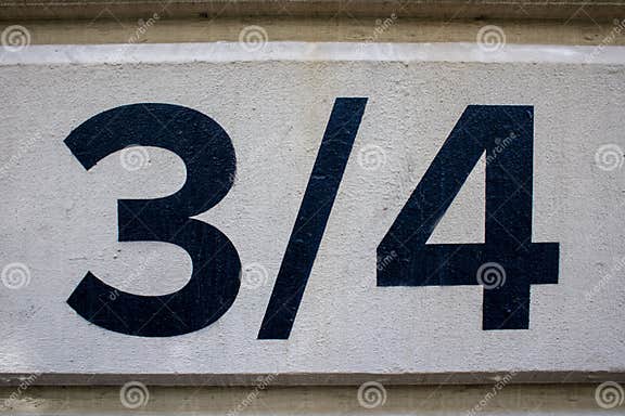 Black Three Quarters Numbers on the Exterior Wall Stock Illustration ...