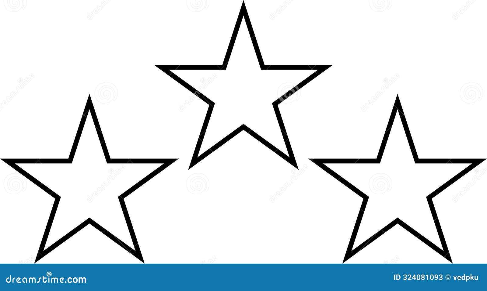 Black Three Star Outline Icon, Three Star Outline Sign, 3 Star, Three Star Awards Stock Vector ...