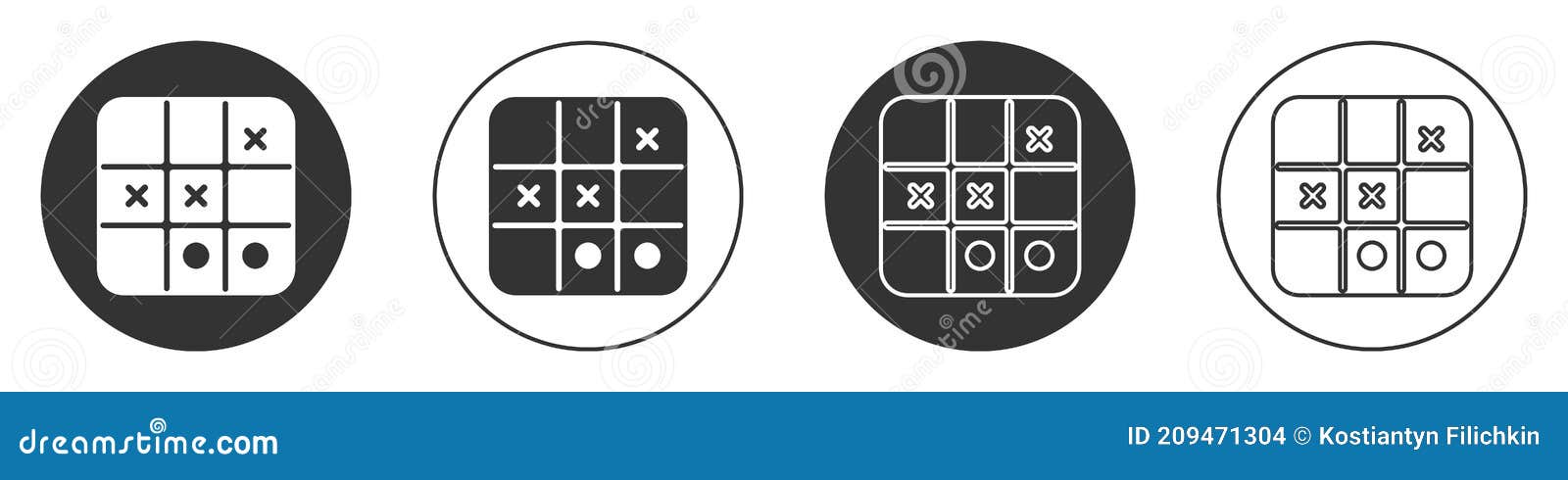 Black Tic Tac Toe Game Icon Isolated on White Background. Circle Button ...
