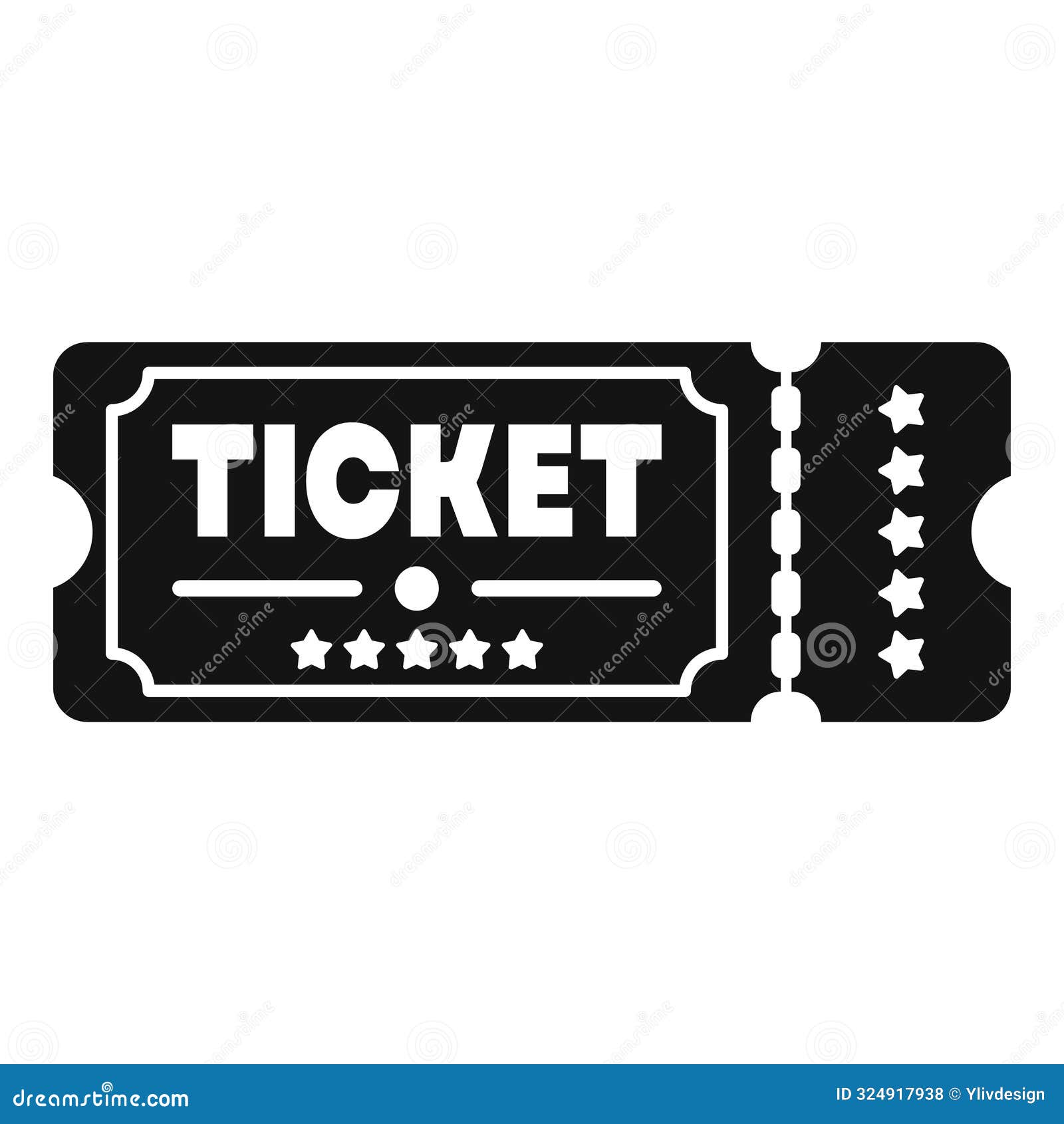Black Ticket Admitting Access Icon Showing Five Stars Stock Vector ...
