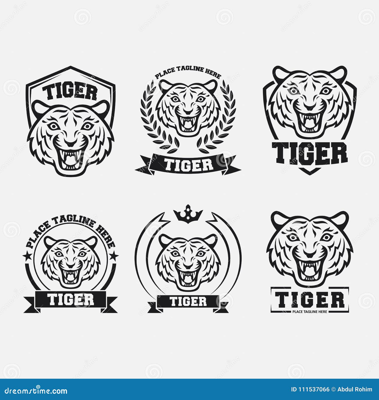 Black Tiger Icon Collection Set Stock Vector - Illustration of face ...