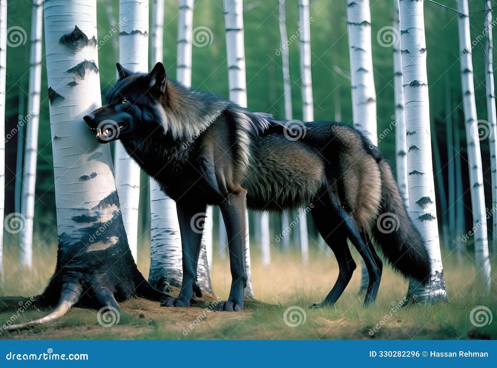 Black Timber Wolf with Deer Leg Stock Illustration - Illustration of ...