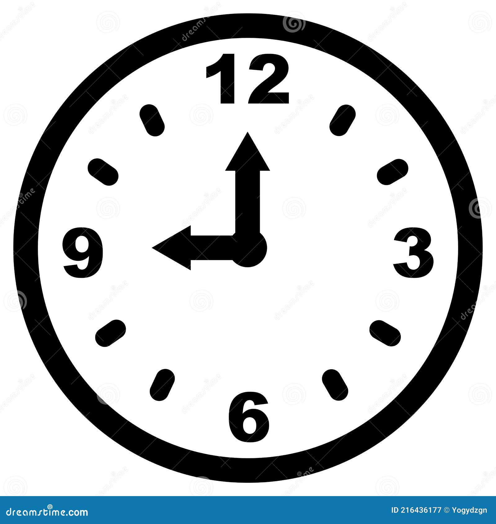 Black Time Clock Icon Isolated on White Background Vector Eps Stock ...
