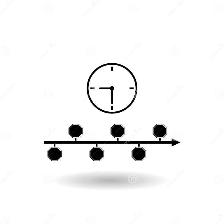 Black Timeline Icon with Shadow Stock Vector - Illustration of ...