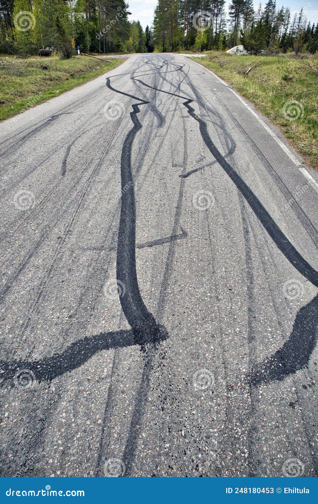 Black Tire Marks on the Road Stock Image - Image of road, tire: 248180453