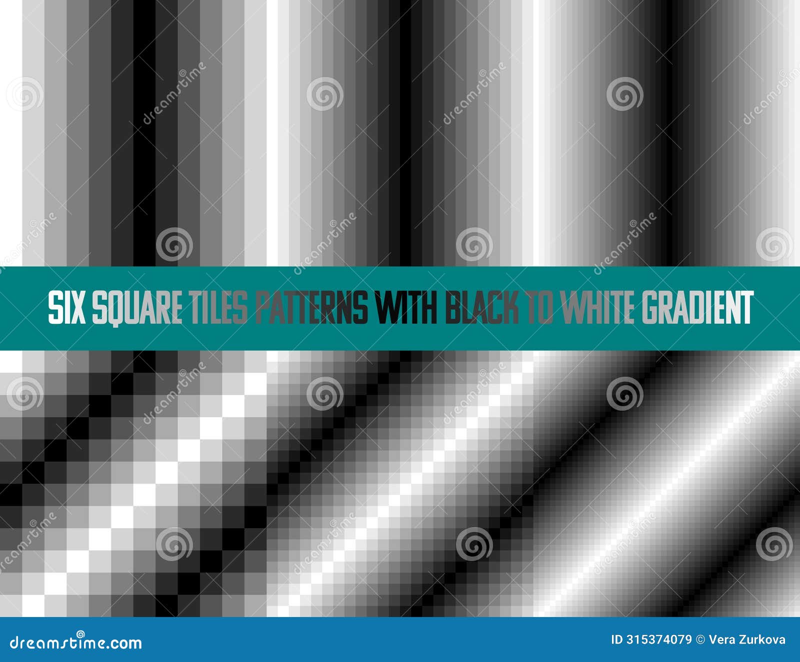 Black To White Gradient in Square Tiles, Seamless Vector Pattern, Grey ...