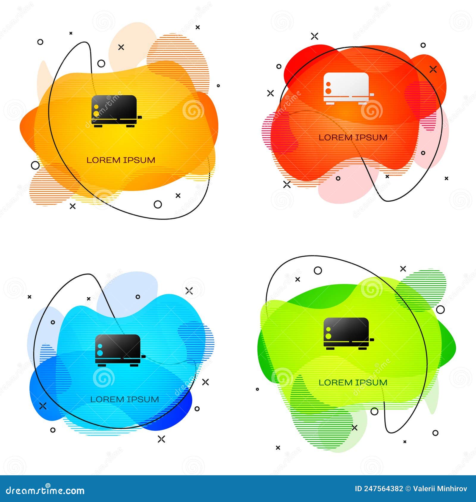 Black Toaster Icon Isolated on White Background. Abstract Banner with ...