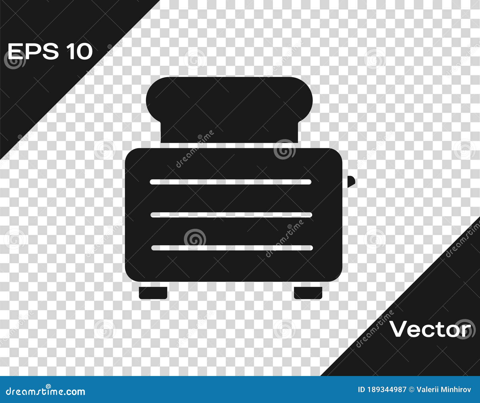 Black Toaster with Toasts Icon Isolated on Transparent Background ...
