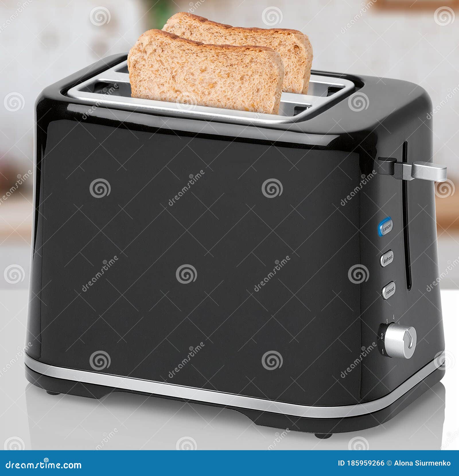 Toaster with Toasts in the Kitchen Stock Photo - Image of domestic ...