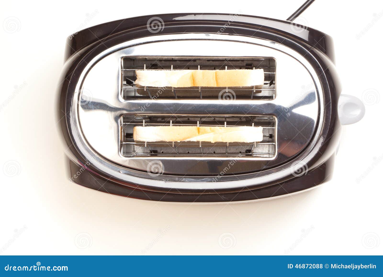 Black Toaster, Two Slices of Bread Inside Stock Photo - Image of cutout ...