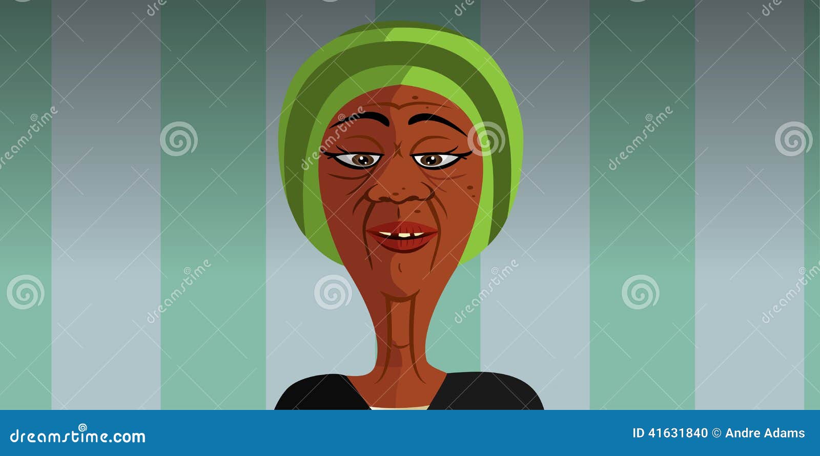 Black Old Lady Facing Forward Stock Illustration - Illustration of ...