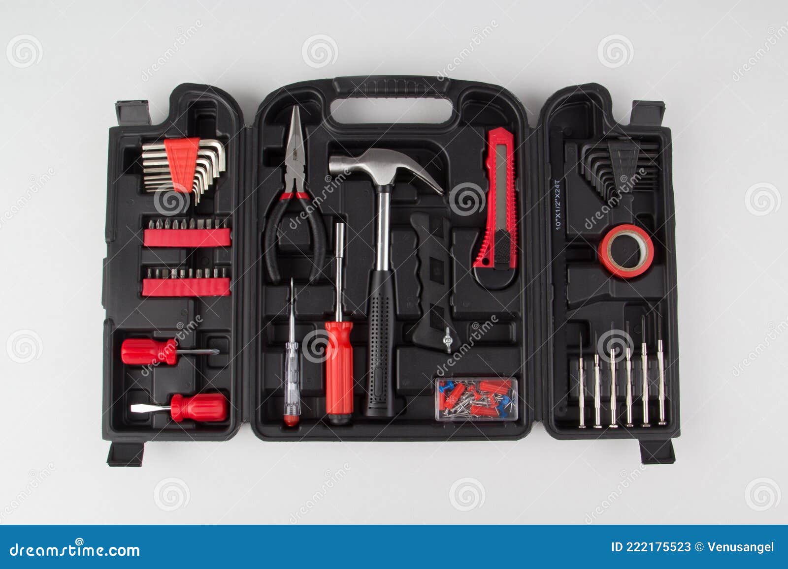 Black Tool Box with Instrument and Tools Isolated on White Stock Image ...
