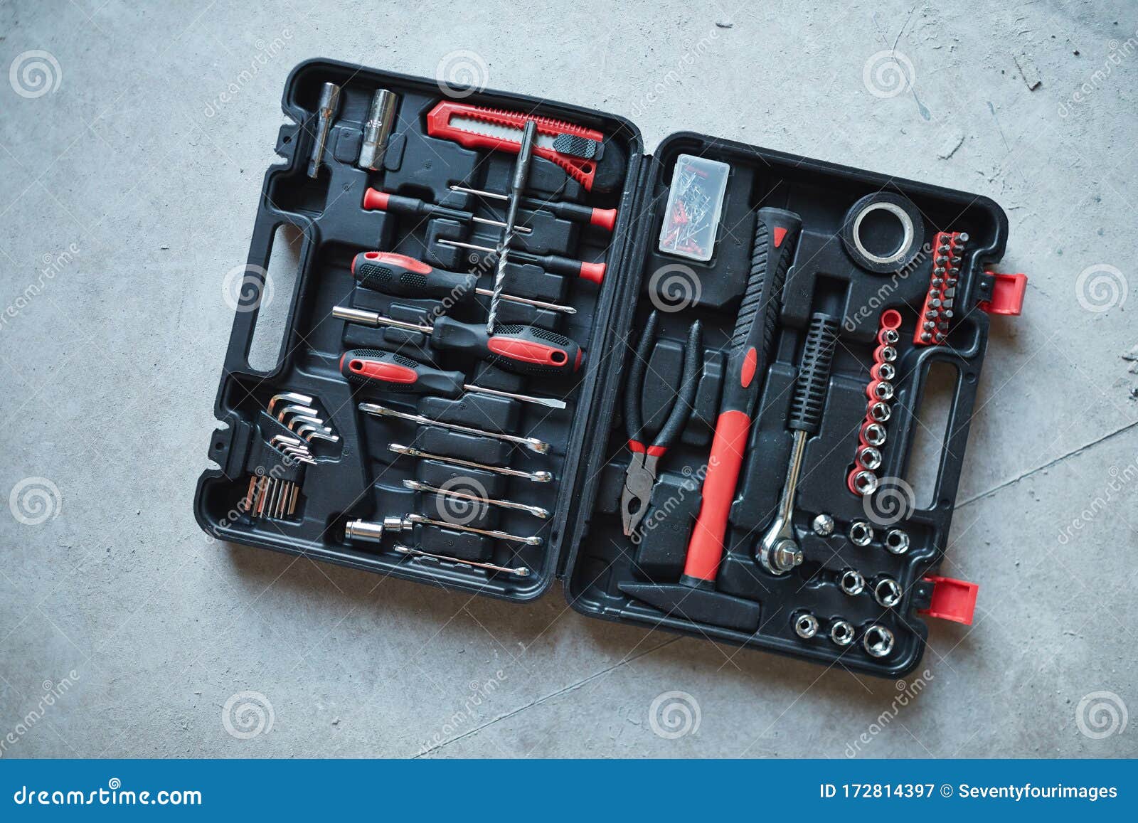 Black Toolbox on Concrete Floor Stock Image - Image of occupation ...