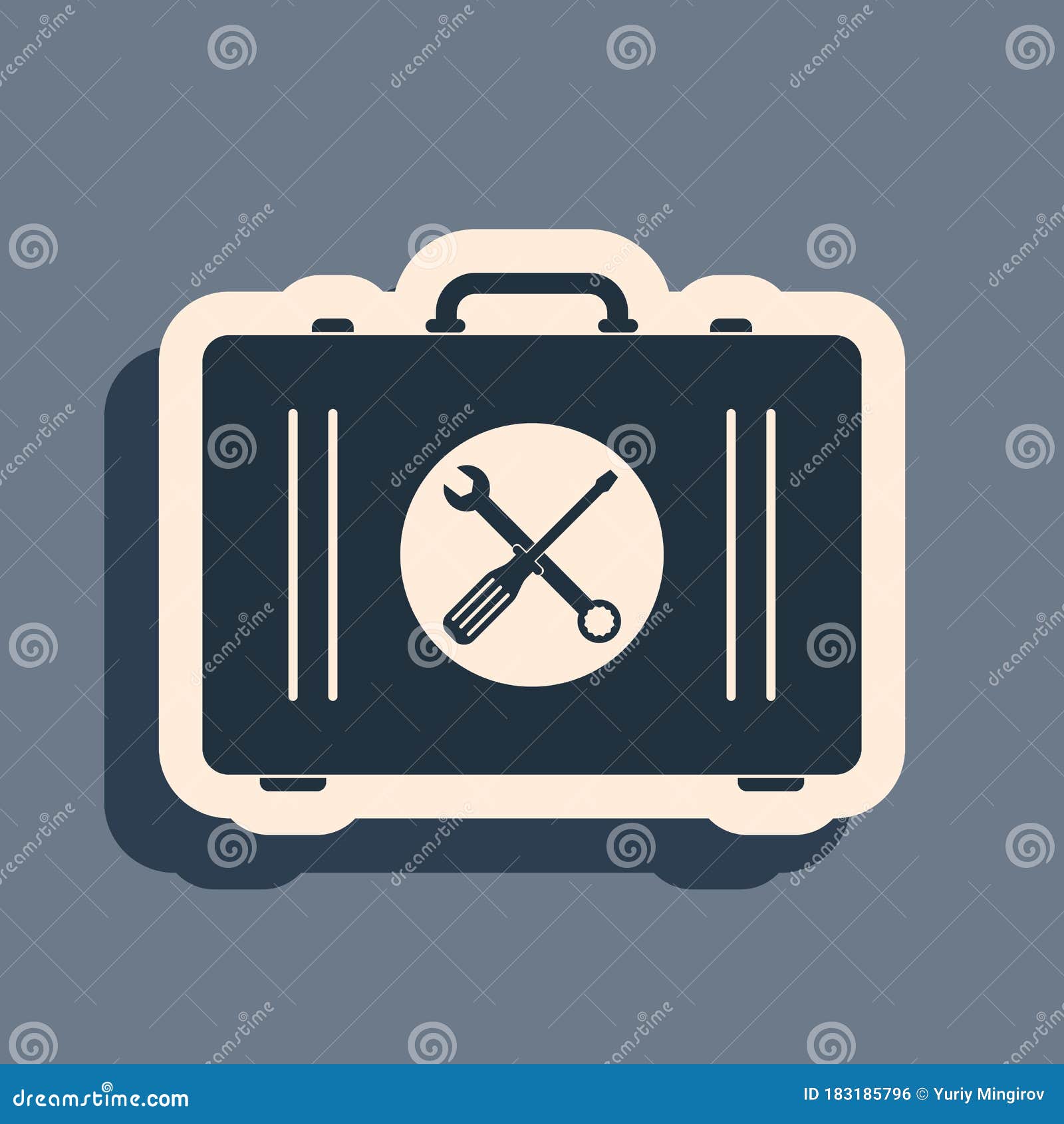 Black Toolbox Icon Isolated on Grey Background. Tool Box Sign. Long ...