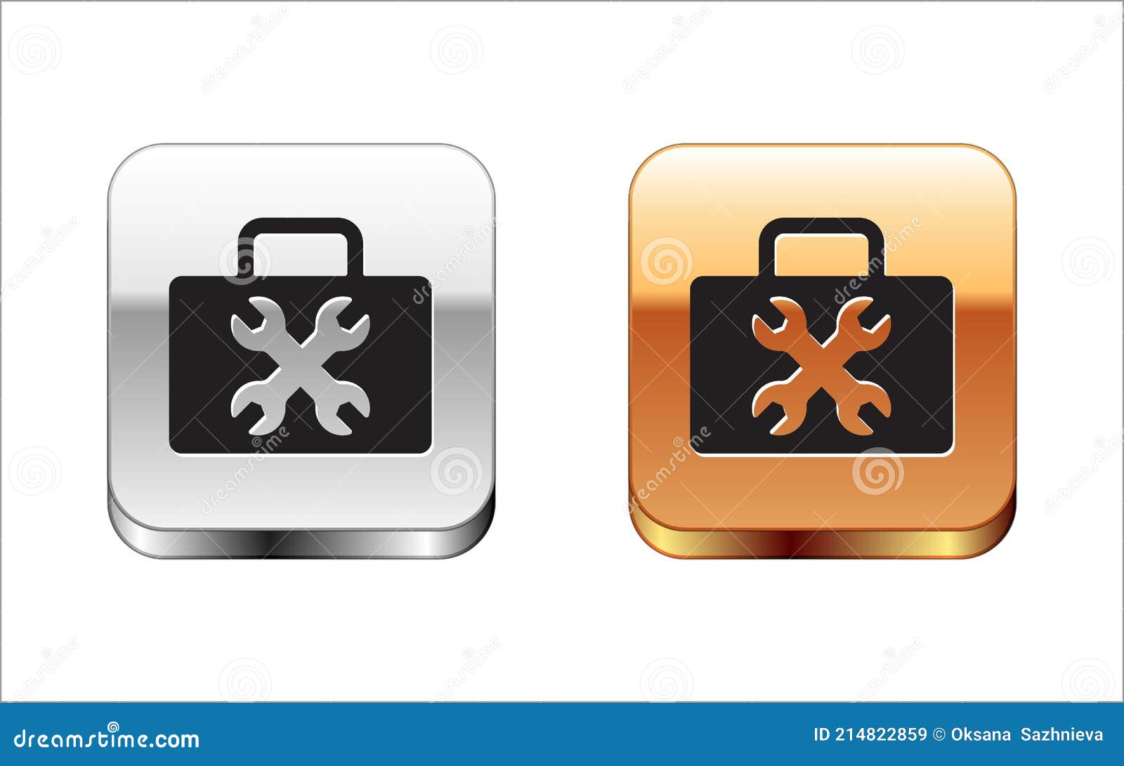 Black Toolbox Icon Isolated on White Background. Tool Box Sign. Silver ...