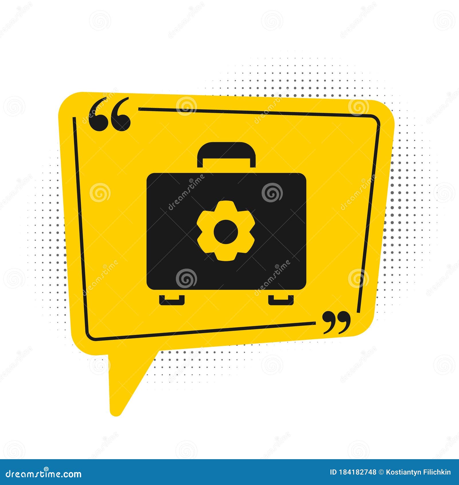 Black Toolbox Icon Isolated on White Background. Tool Box Sign. Yellow ...