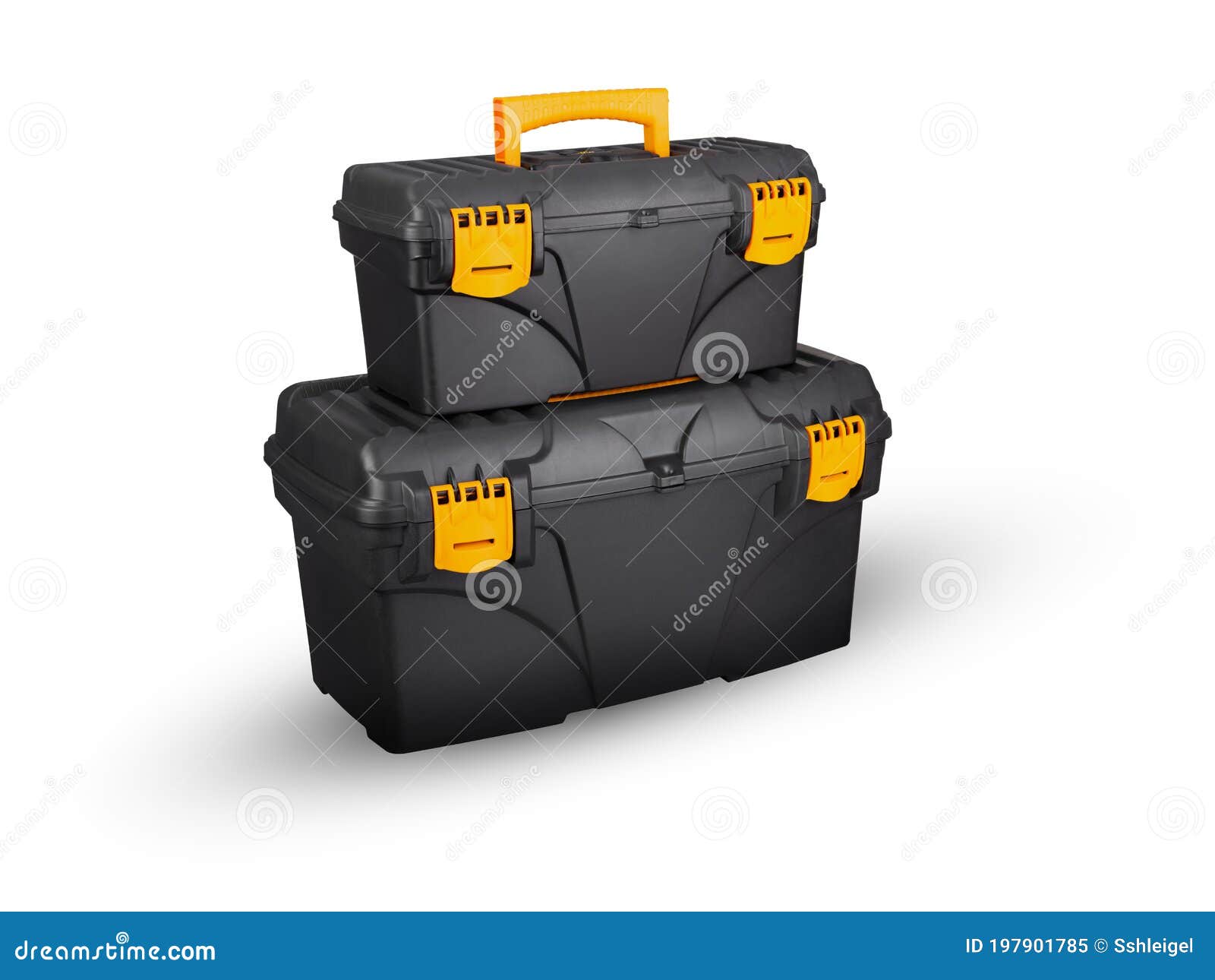 Black Toolboxes Side View Isolated On White Background Royalty-Free ...