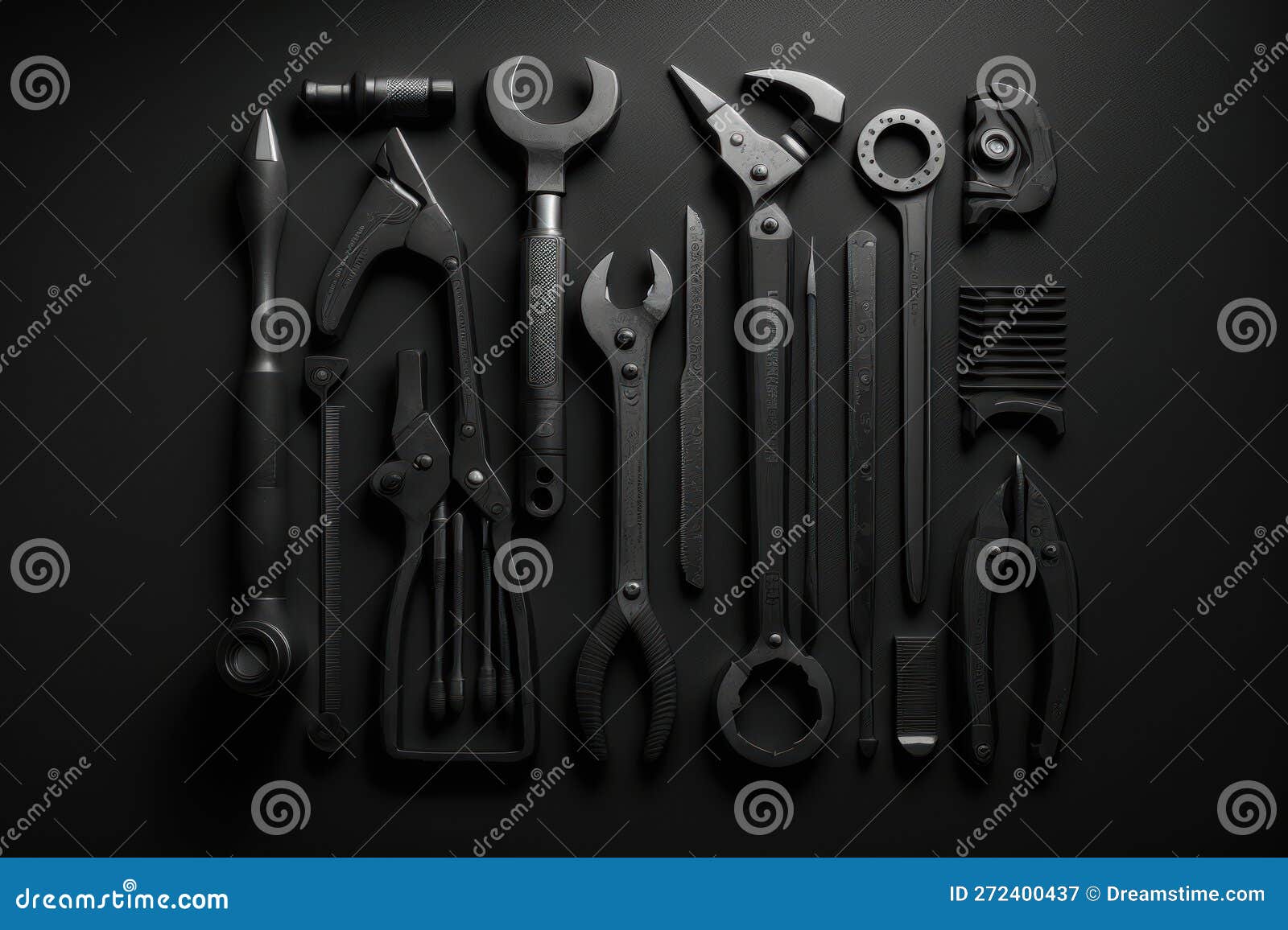 Black Tools on Black Background. AI Generated Stock Illustration ...