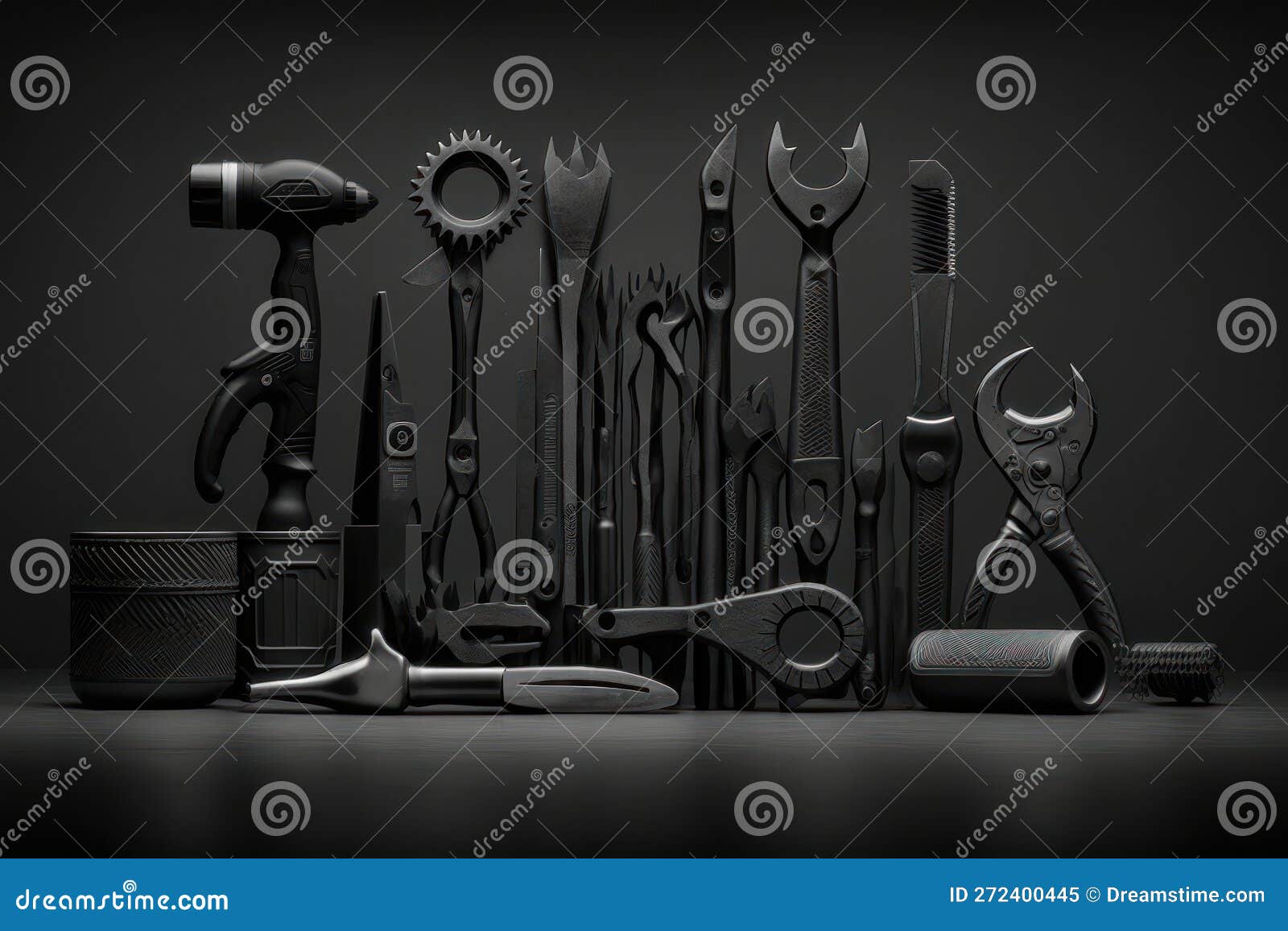 Black Tools on Black Background. AI Generated Stock Illustration ...