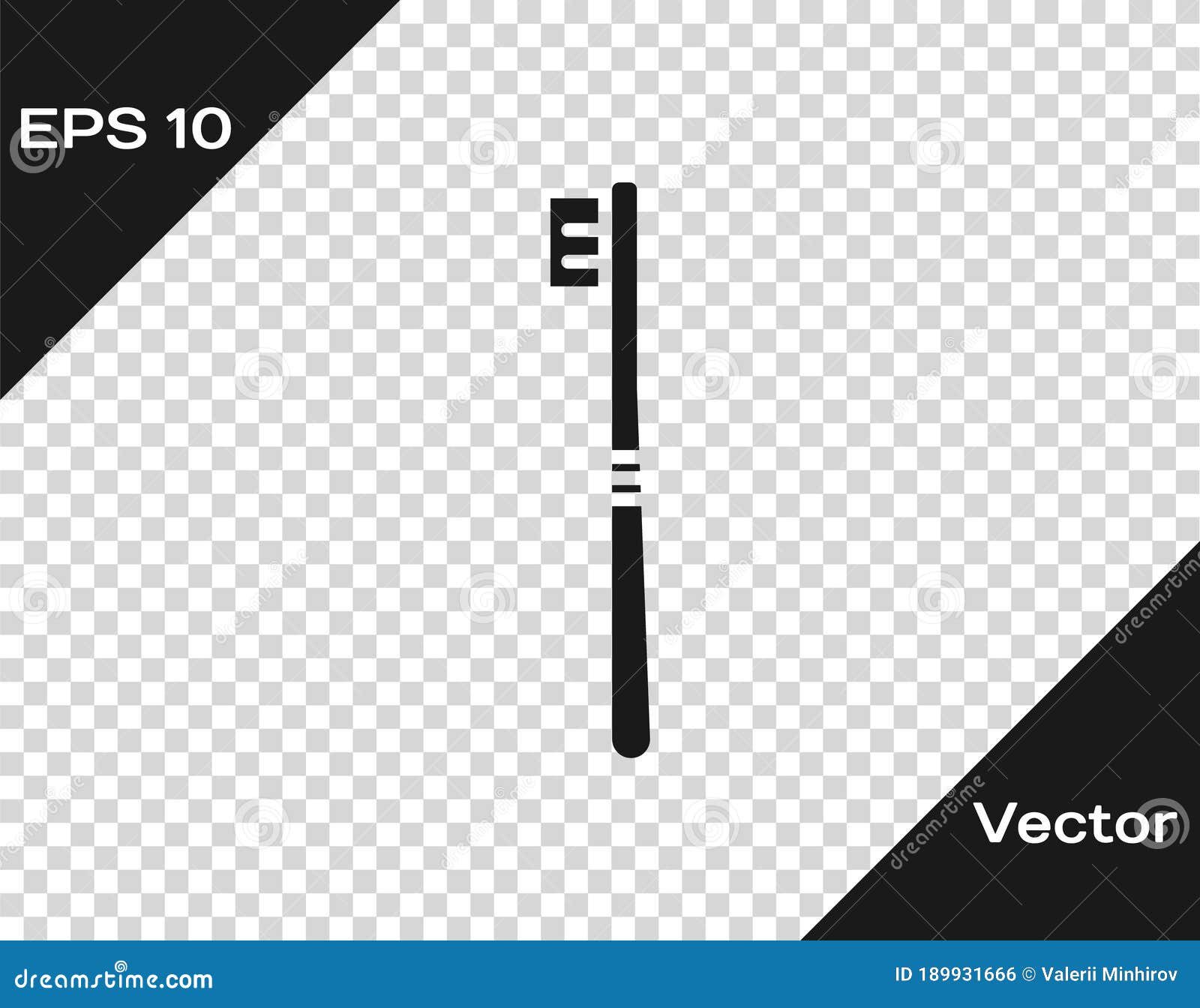 Black Toothbrush Icon Isolated on Transparent Background. Vector ...