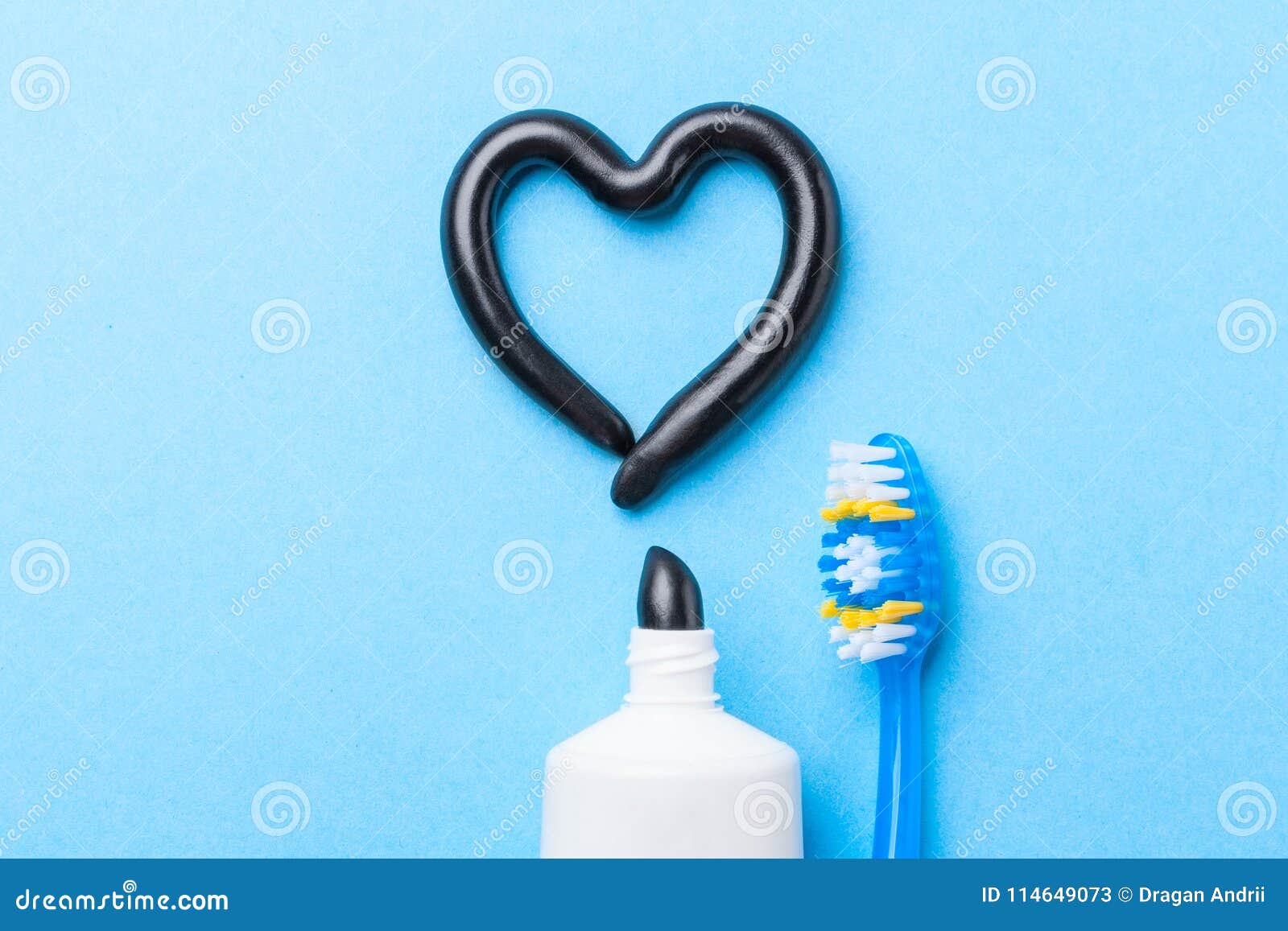 Black Toothpaste from Charcoal for White Teeth. Tooth-paste in the Form ...