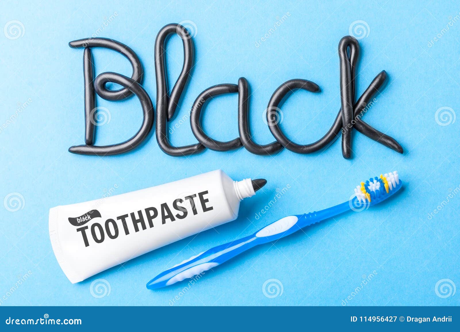 Black Toothpaste from Charcoal for White Teeth. Word BLACK from ...