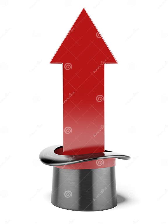 Black Top Hat with Red Arrow Stock Illustration - Illustration of gain ...