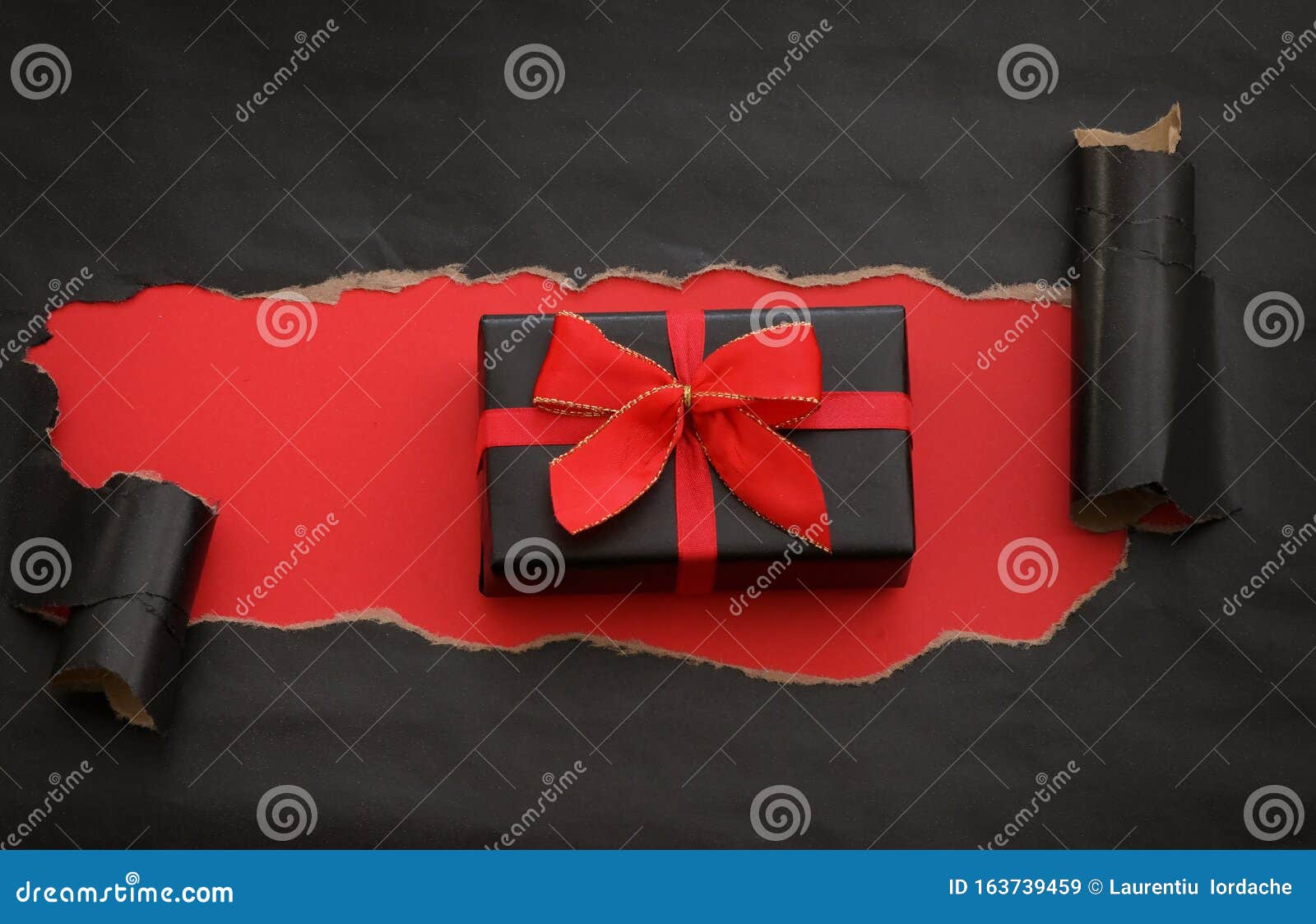 Black Torn Paper and a Gift Stock Image - Image of hole, november ...