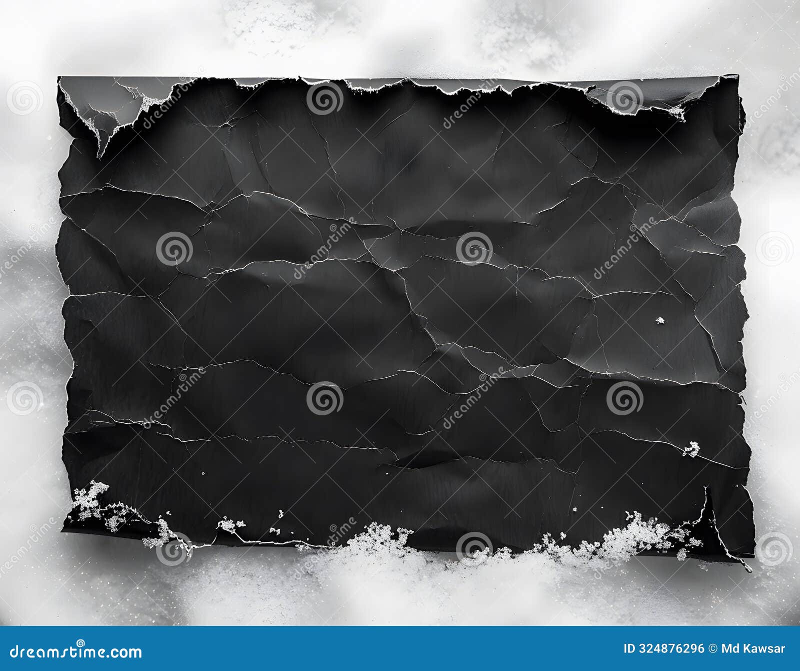 Black Torn Paper on Snow Background, High Resolution Stock Illustration ...