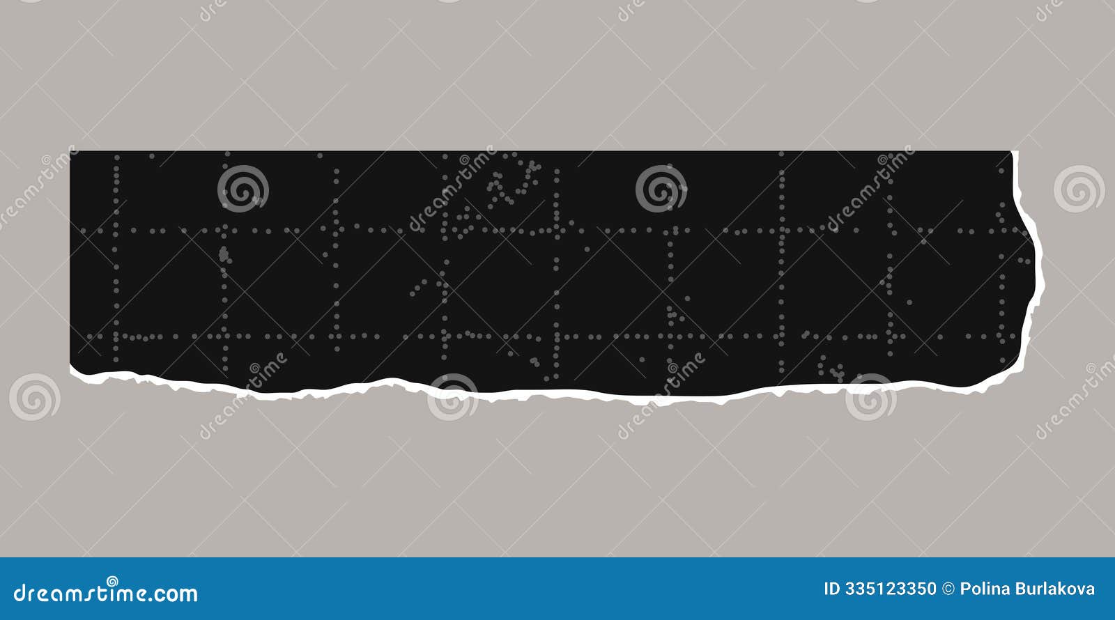 Black Torn Sheet of Checkered Paper with Jagged Edges. Black Dotted ...