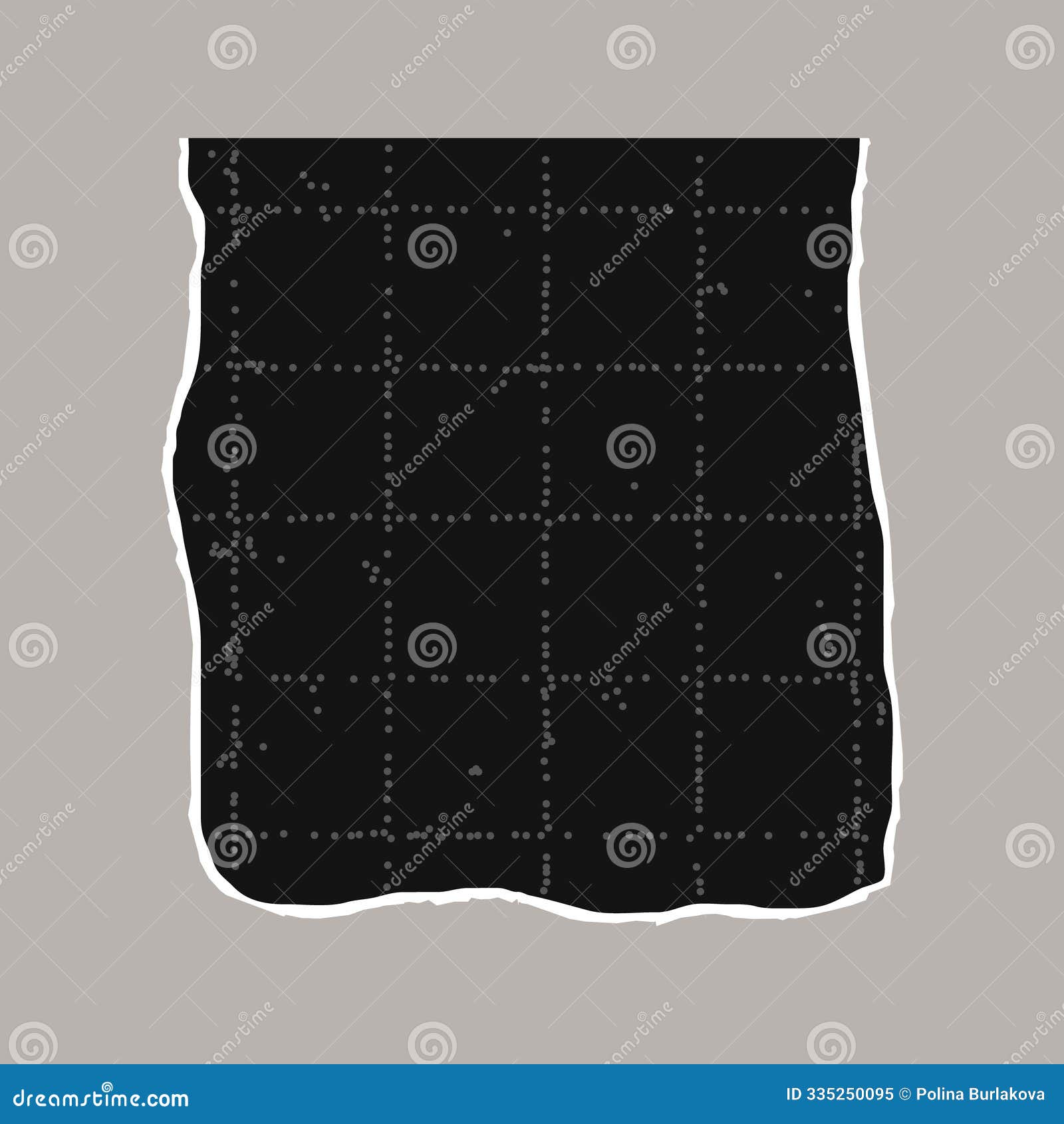 Black Torn Sheet of Checkered Paper with Jagged Edges. Black Dotted ...