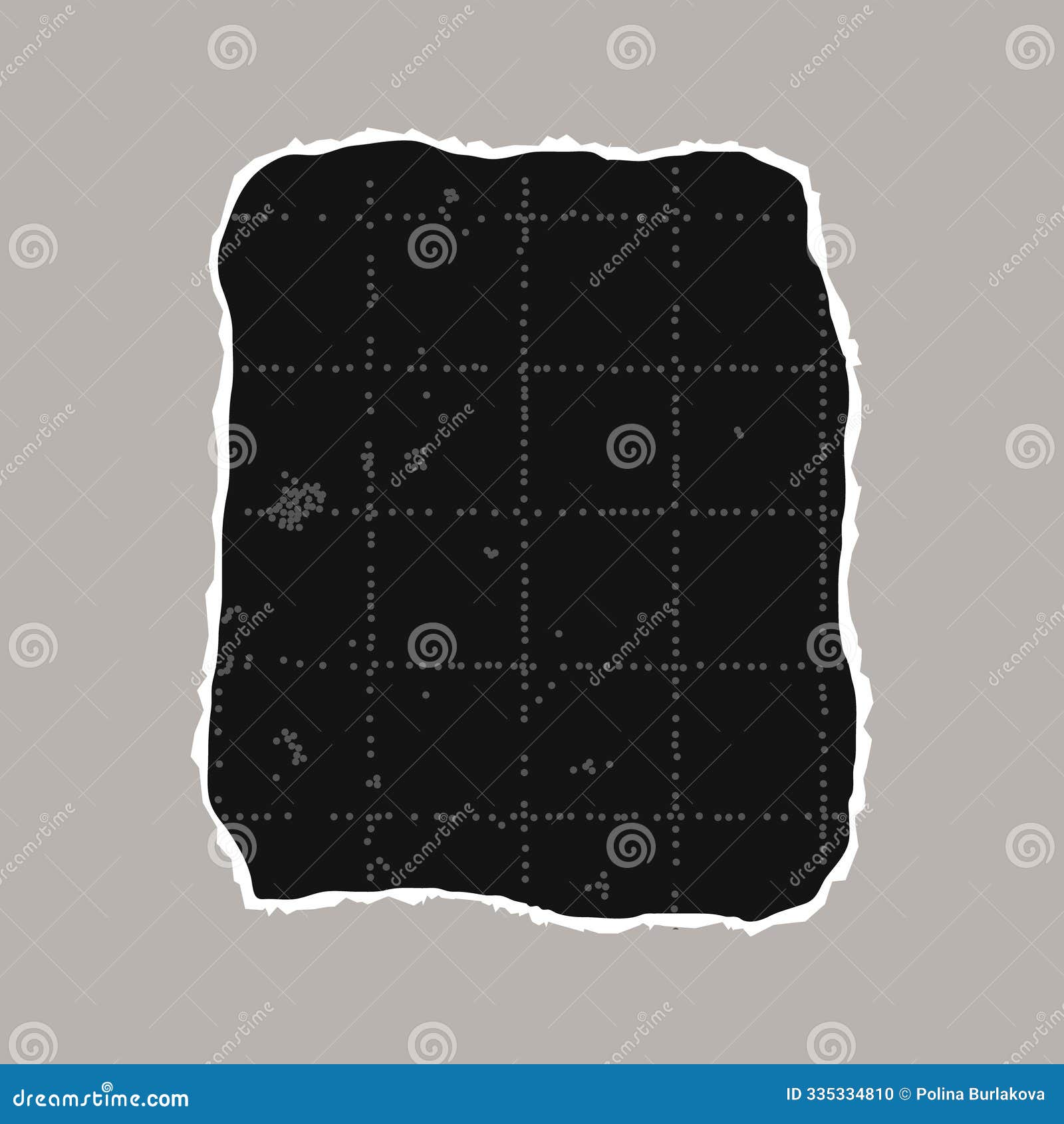 Black Torn Sheet of Checkered Paper with Jagged Edges. Black Dotted ...