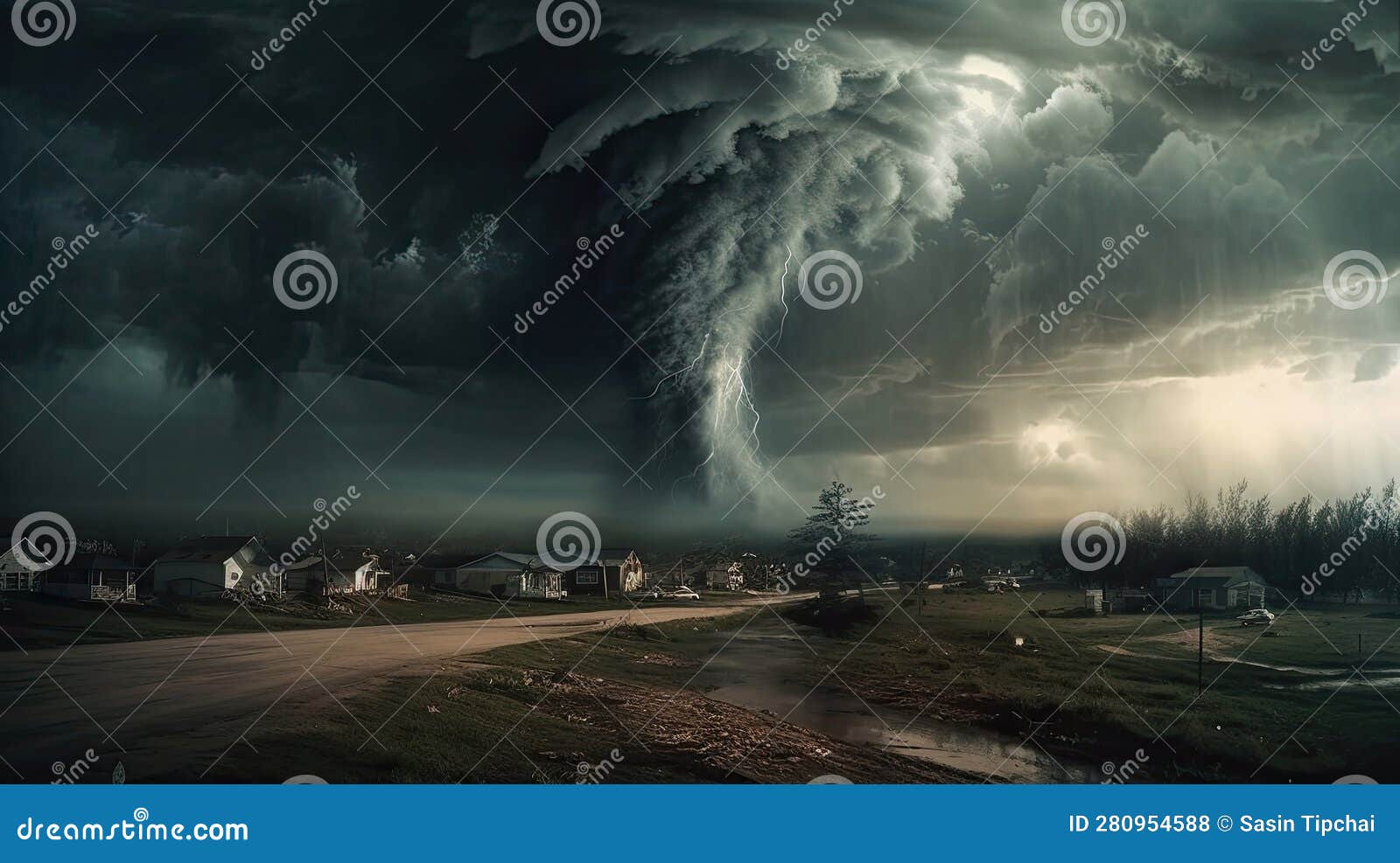 Black Tornado Funnel and Lightning Stock Illustration - Illustration of ...