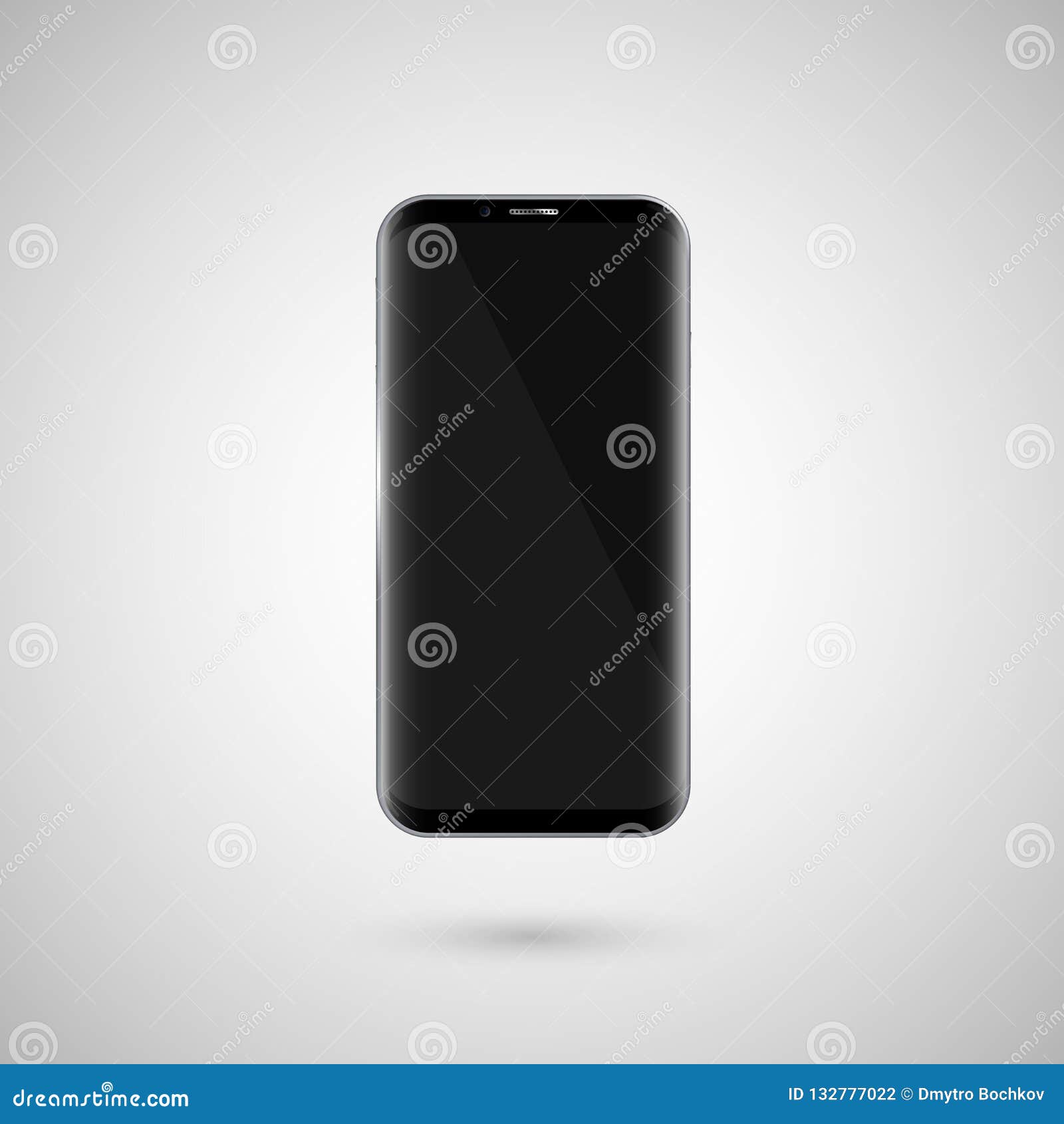 Black Touchscreen Smartphone. Black Screen. Isolated on a White ...