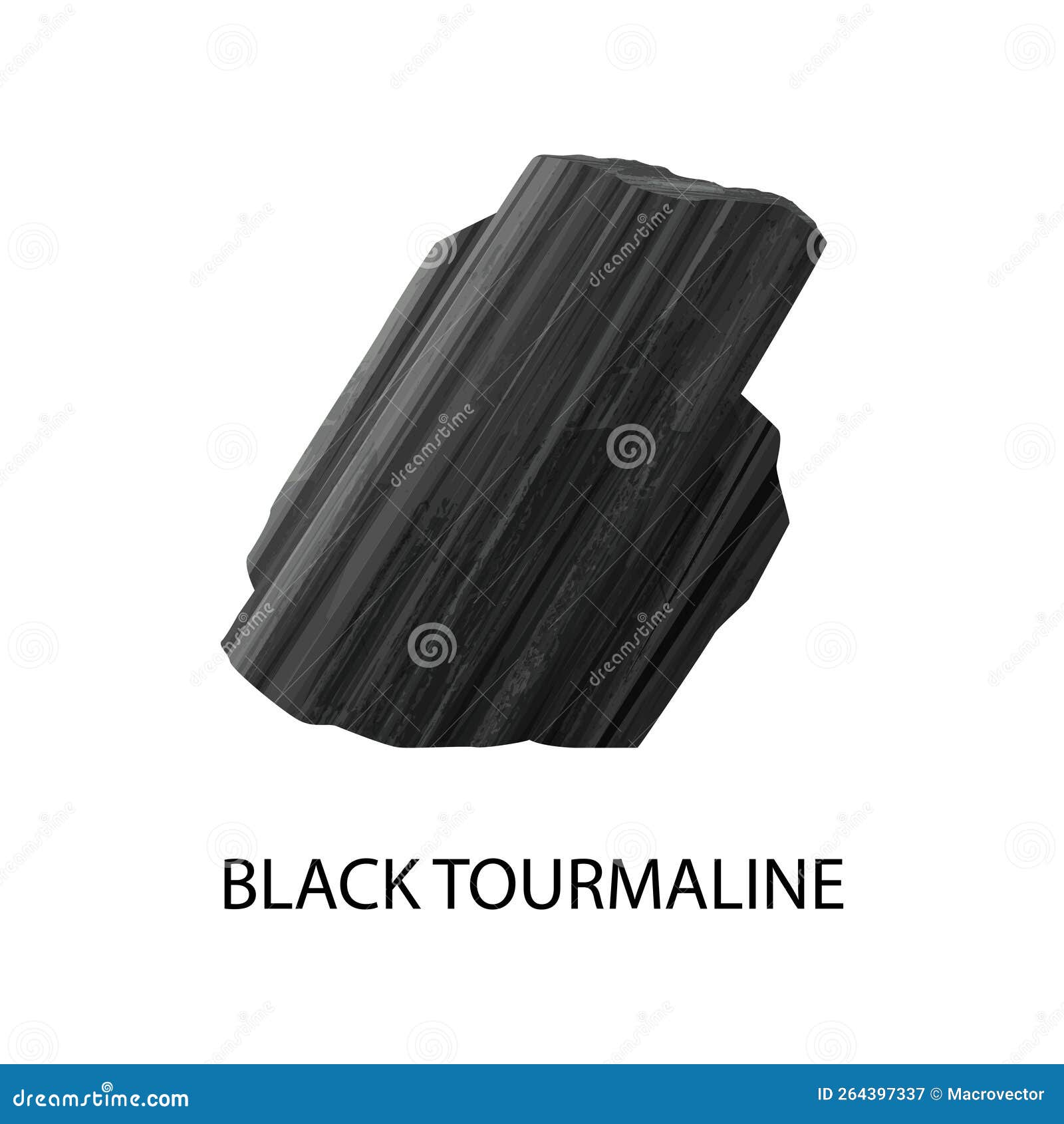 Black Tourmaline Mineral Composition Stock Vector - Illustration of ...
