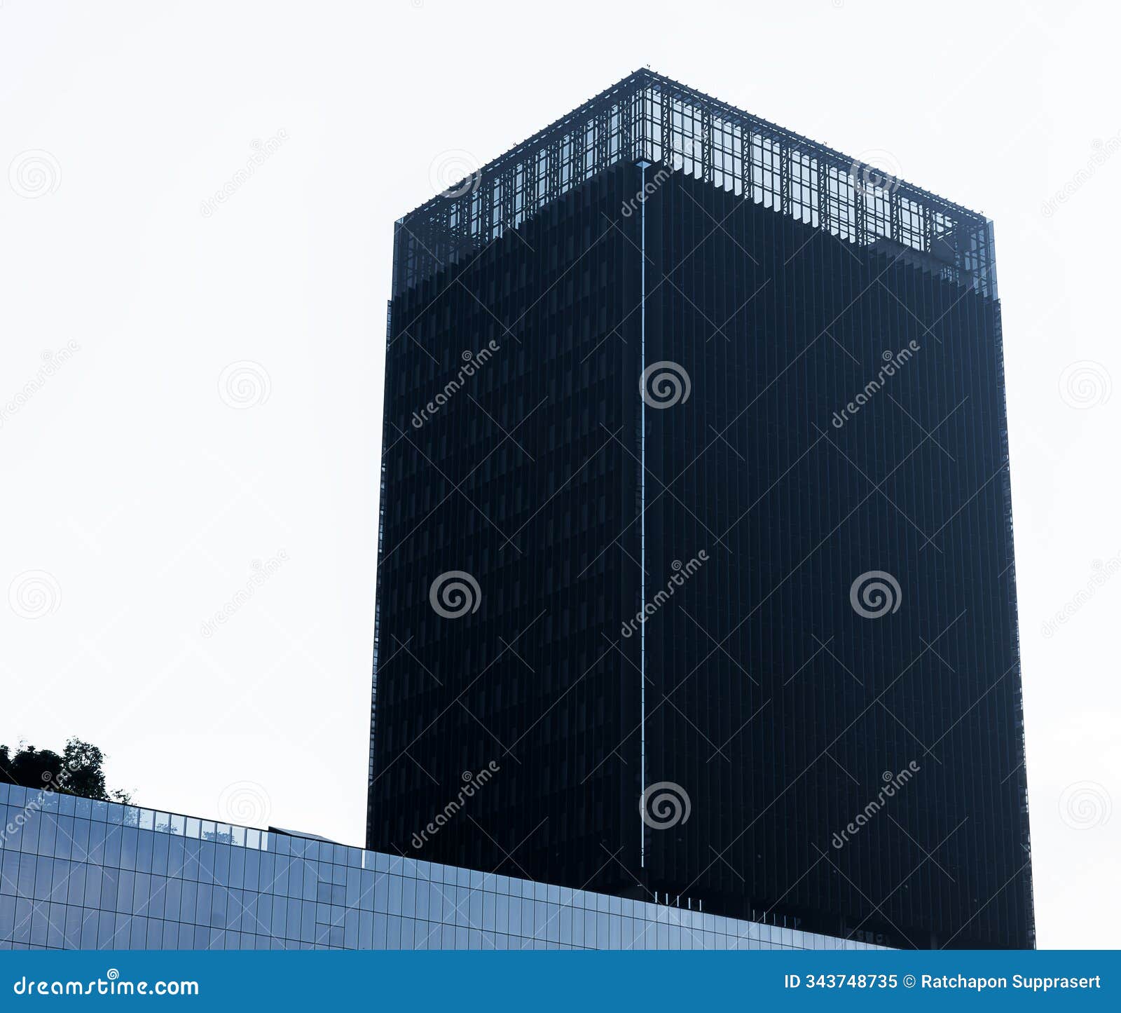 Black Tower Modern Building with Blue Sky Background Stock Illustration ...