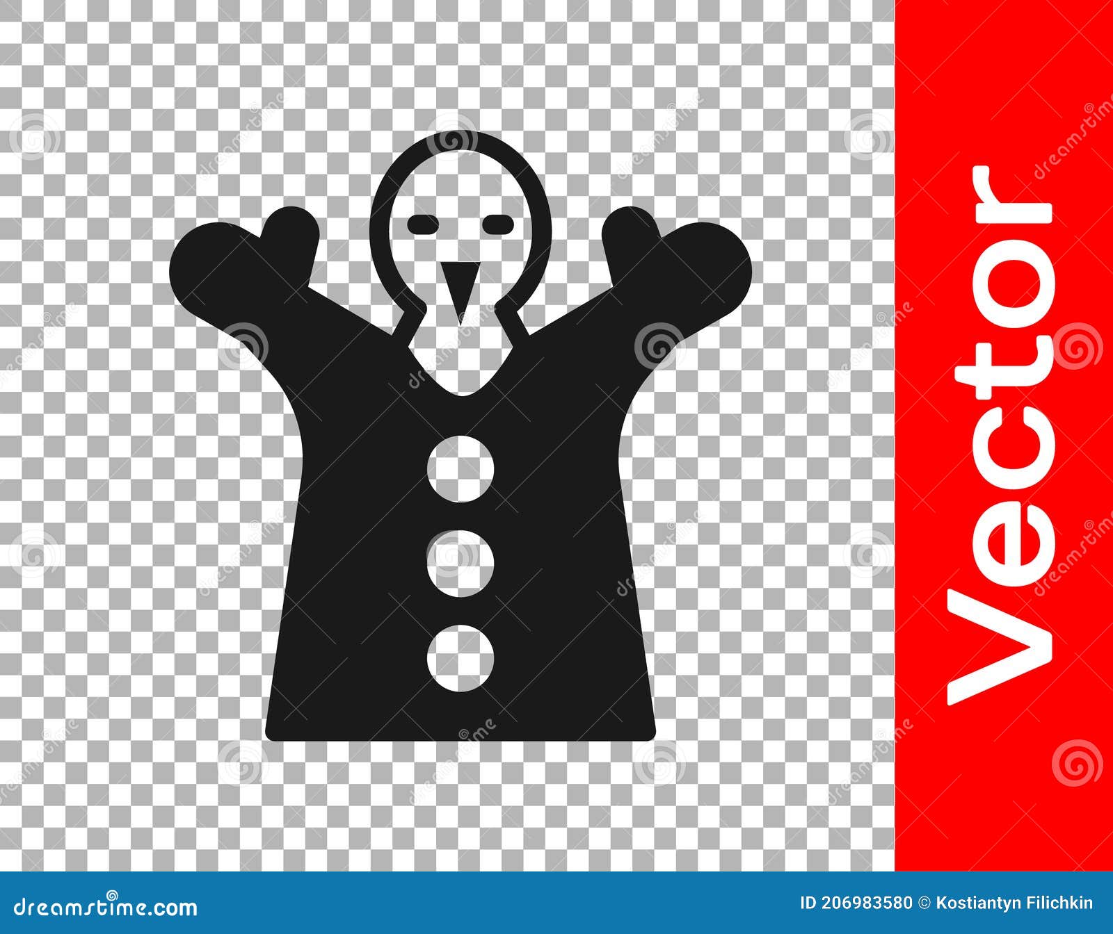 Black Toy Puppet Doll On Hand Icon Isolated On Transparent Background ...