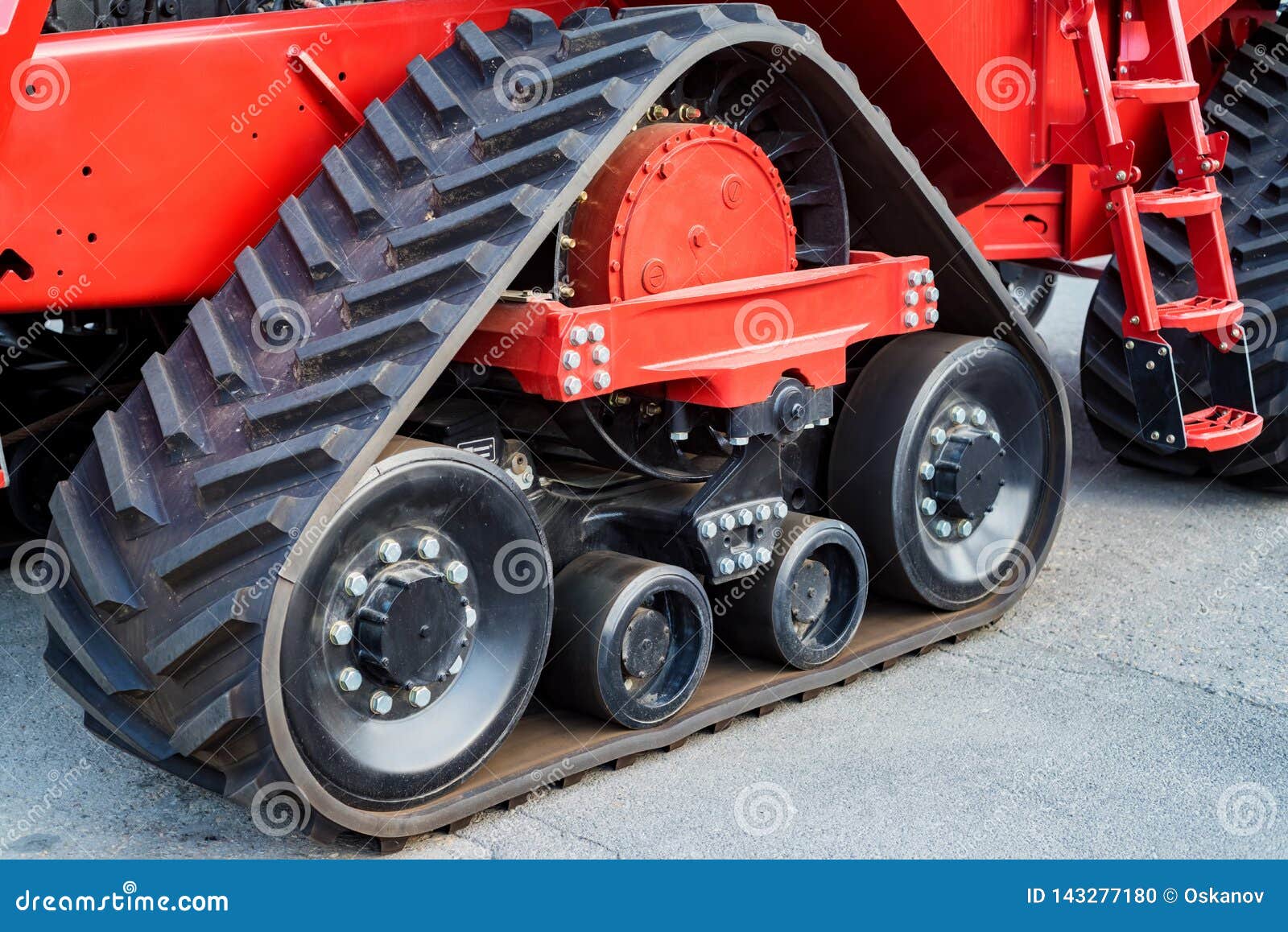 A Close Up of Modern Rubber Tractor Tracks Stock Photo - Image of ...