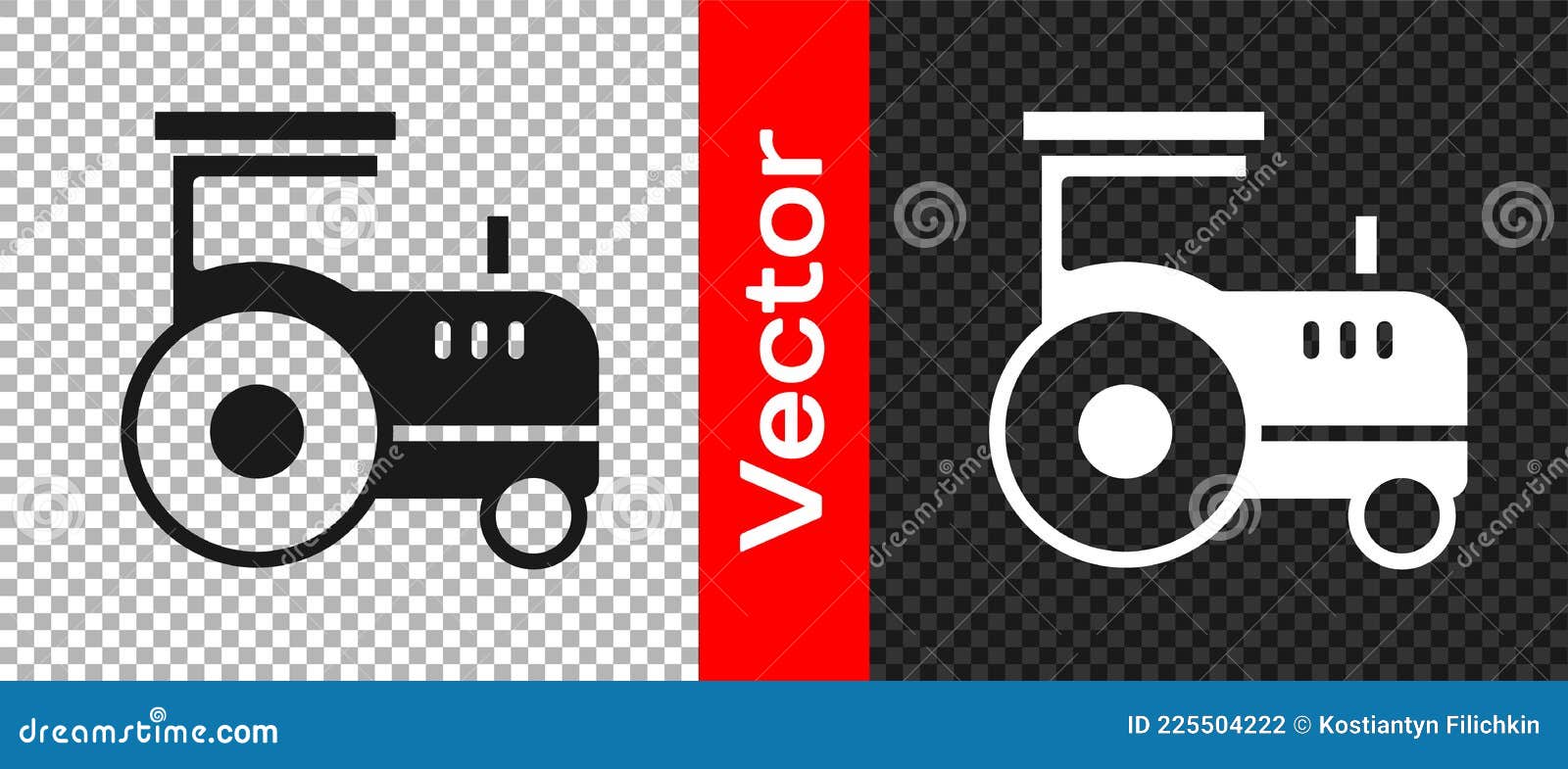 Black Tractor Icon Isolated on Transparent Background. Vector Stock ...