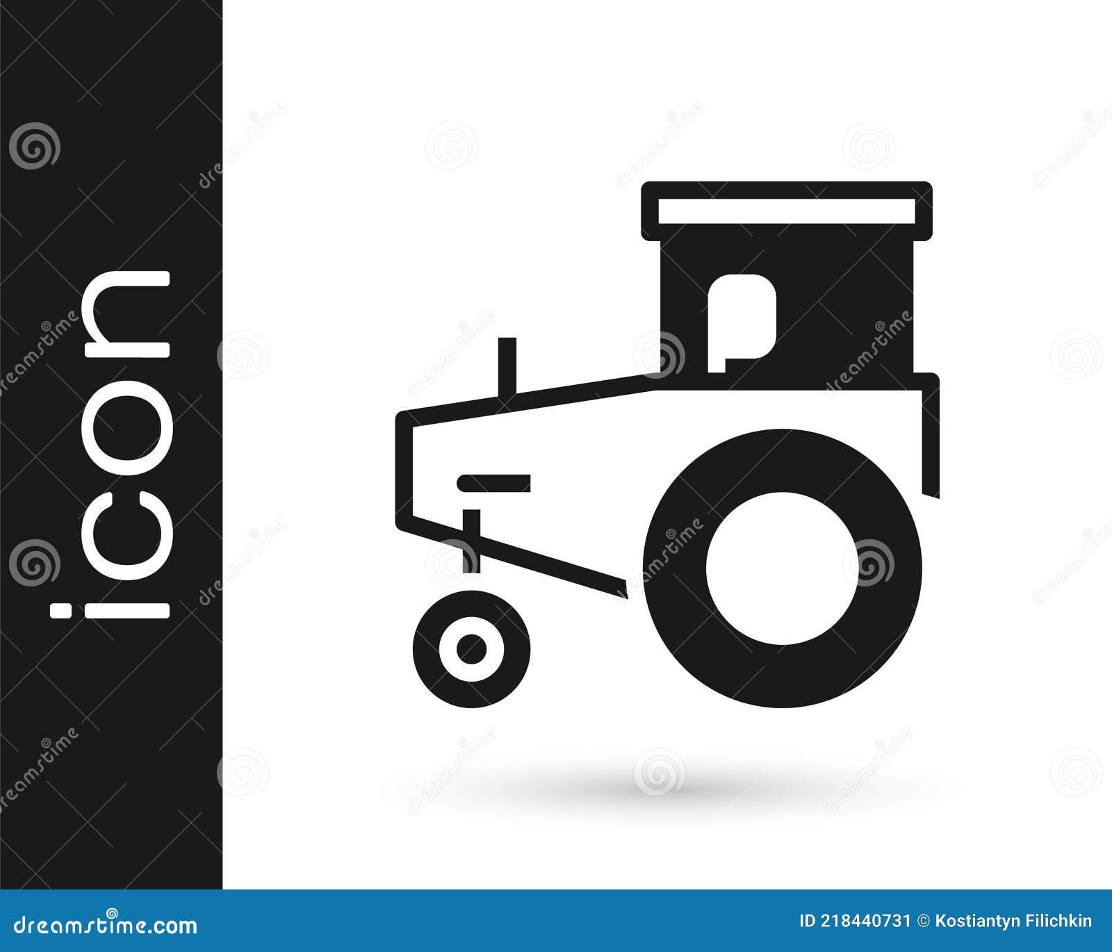 Black Tractor Icon Isolated on White Background. Vector Stock ...