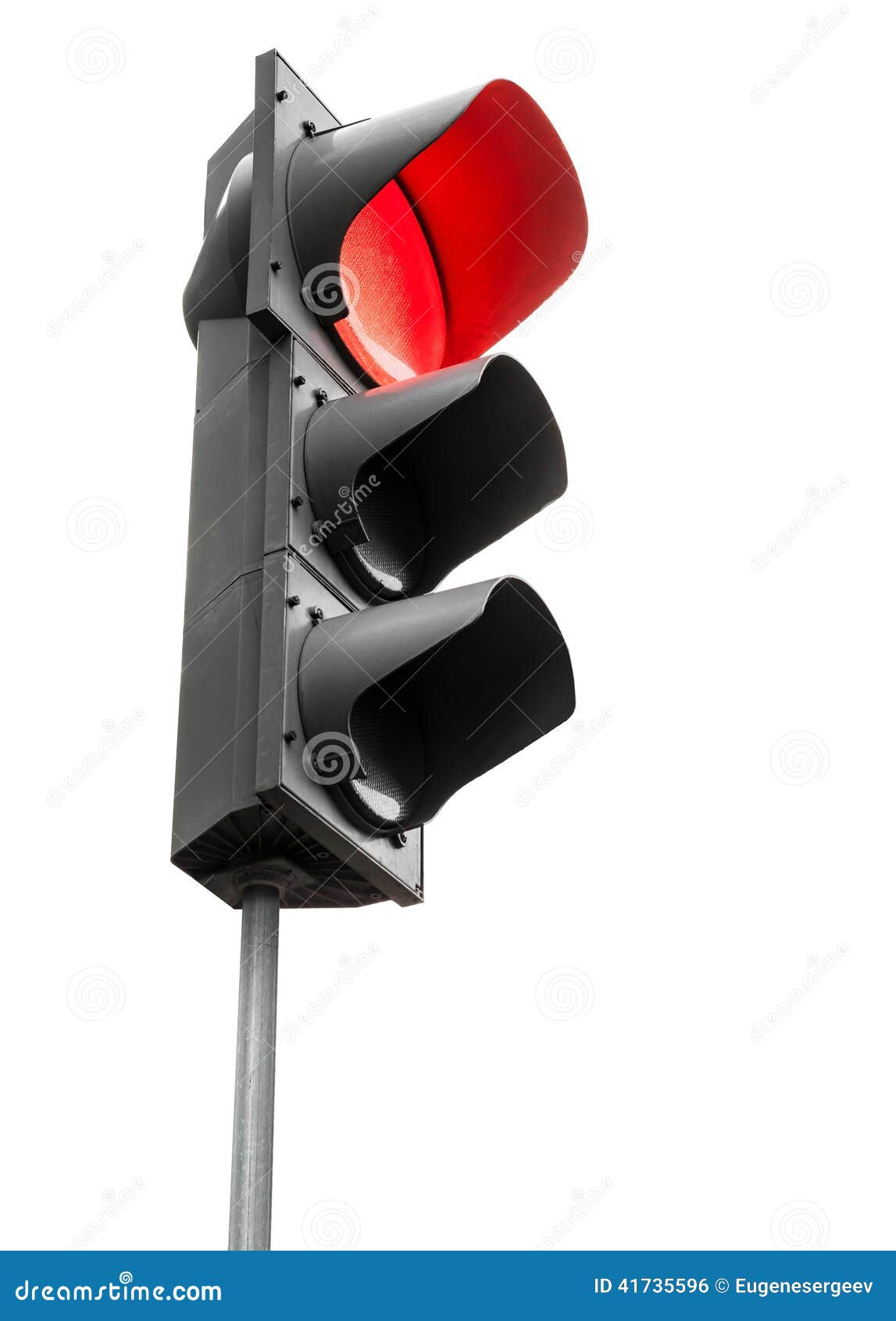 Black Traffic Lights with Red Signal Isolated on White Stock Photo ...