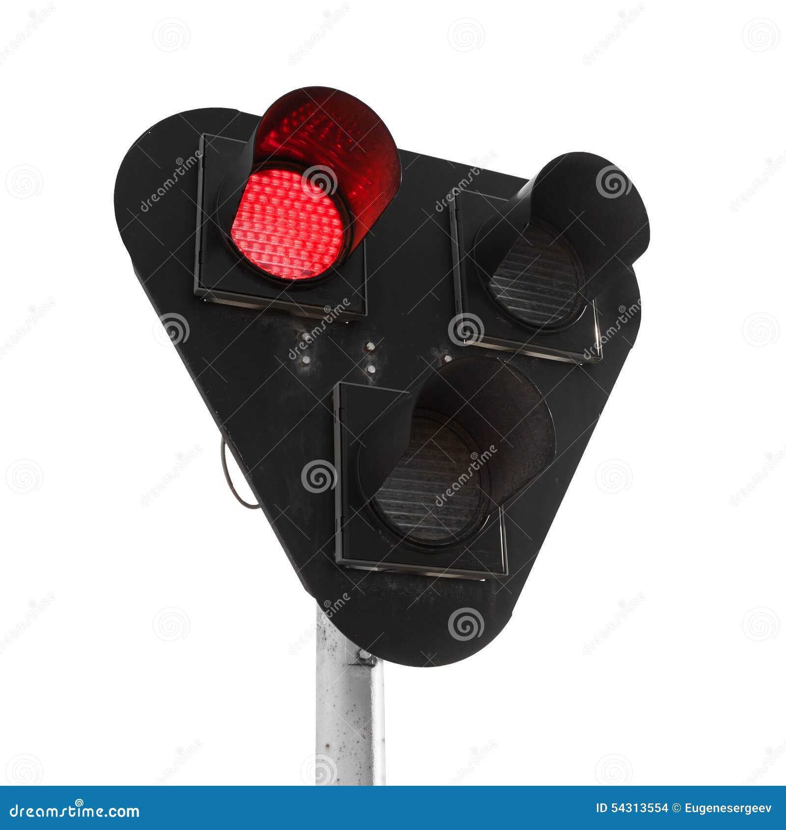 Black Traffic Lights with Red Signal Isolated on White Stock Photo ...