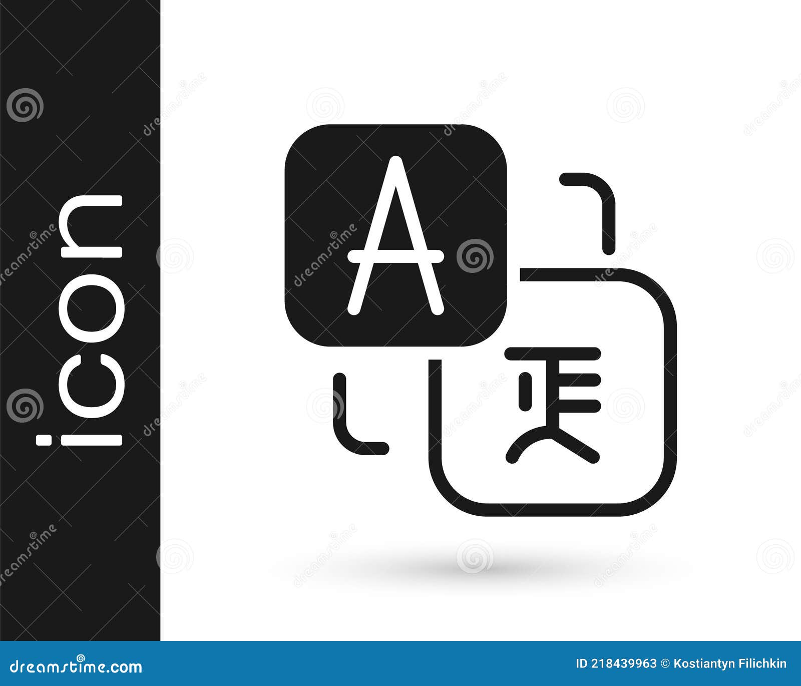 Black Translator Icon Isolated on White Background. Foreign Language ...