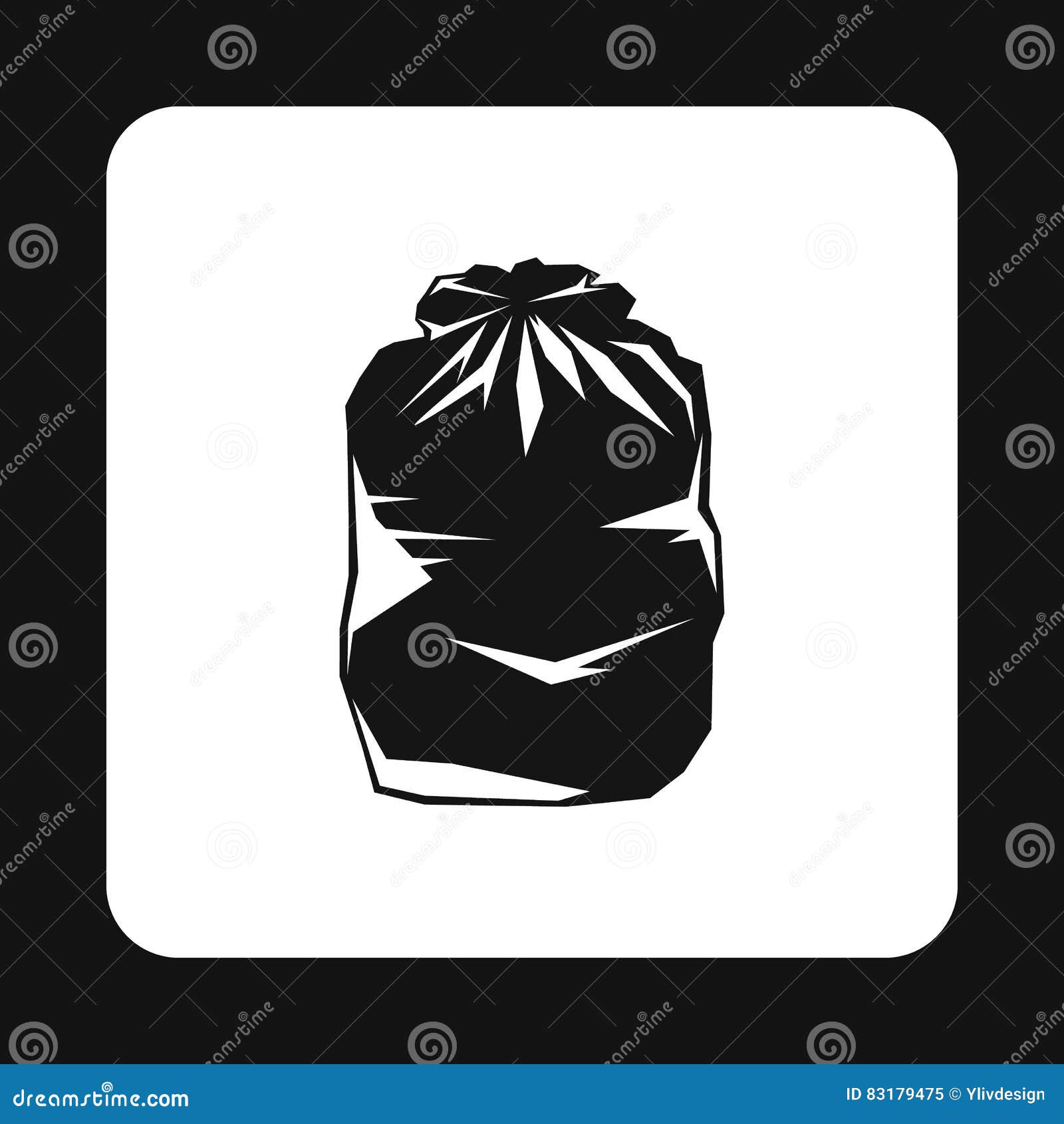 Black Trash Bag Icon, Simple Style Stock Vector - Illustration of ...