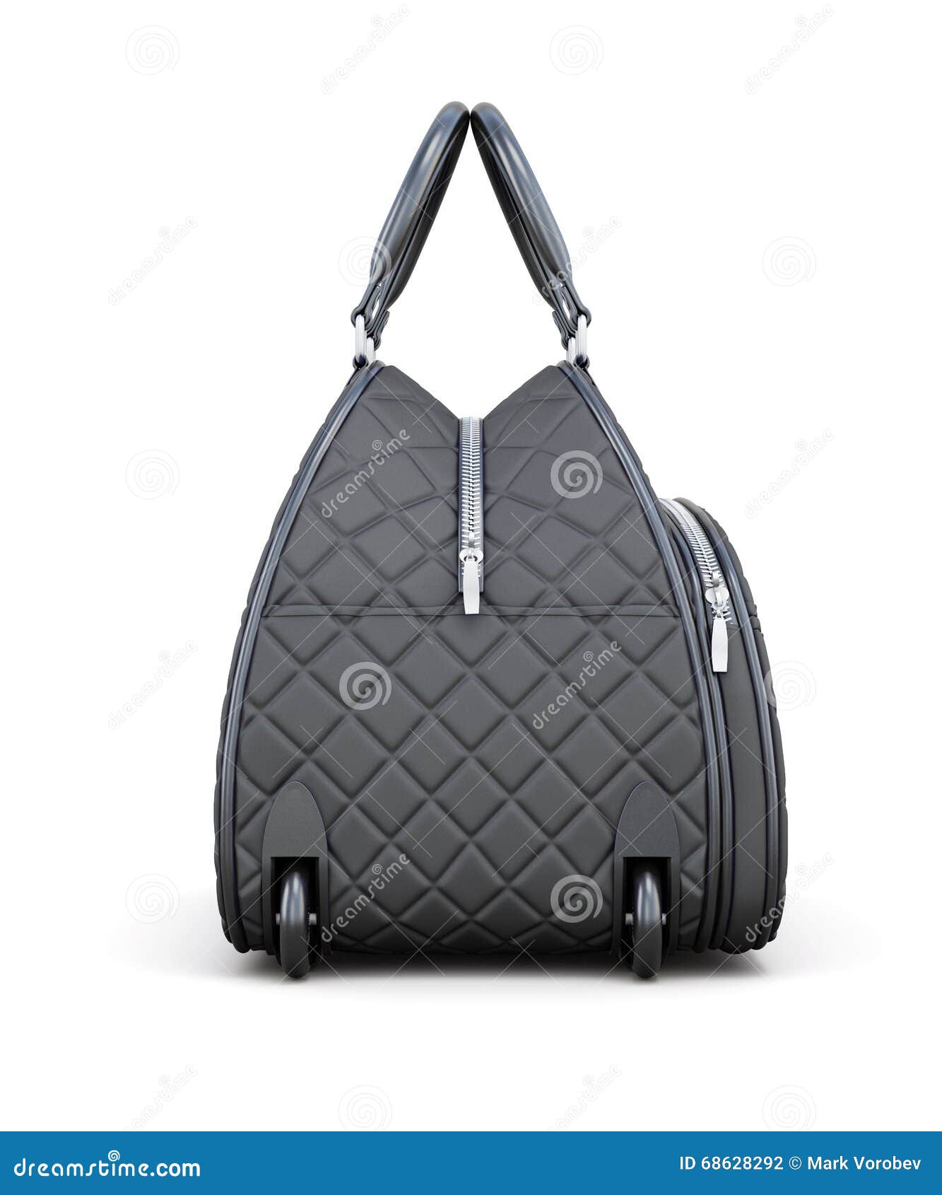 Black Travel Bag On White Background. Side View. 3d Ren Royalty-Free ...