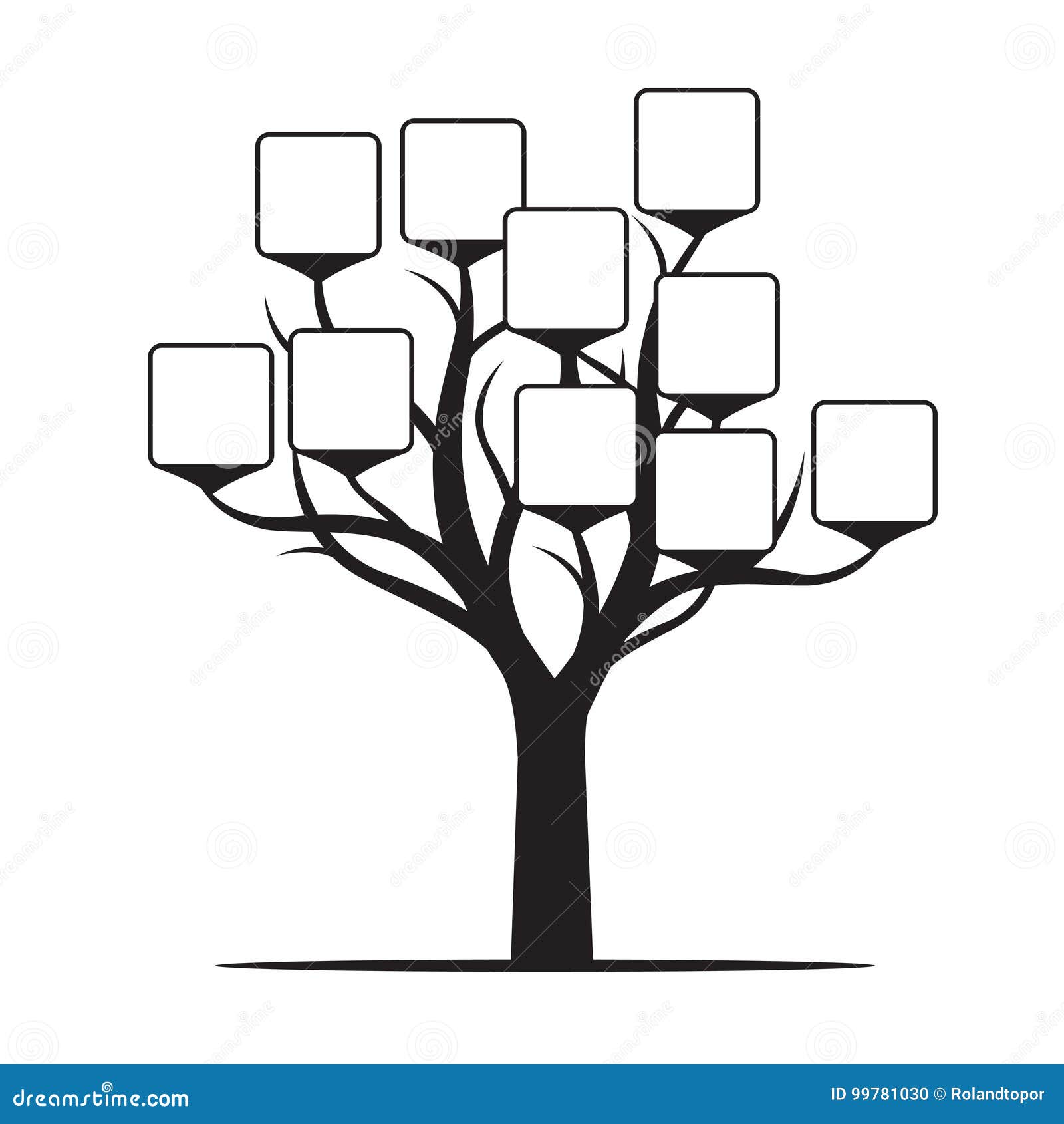 Black Tree with Borders. stock vector. Illustration of outline - 99781030