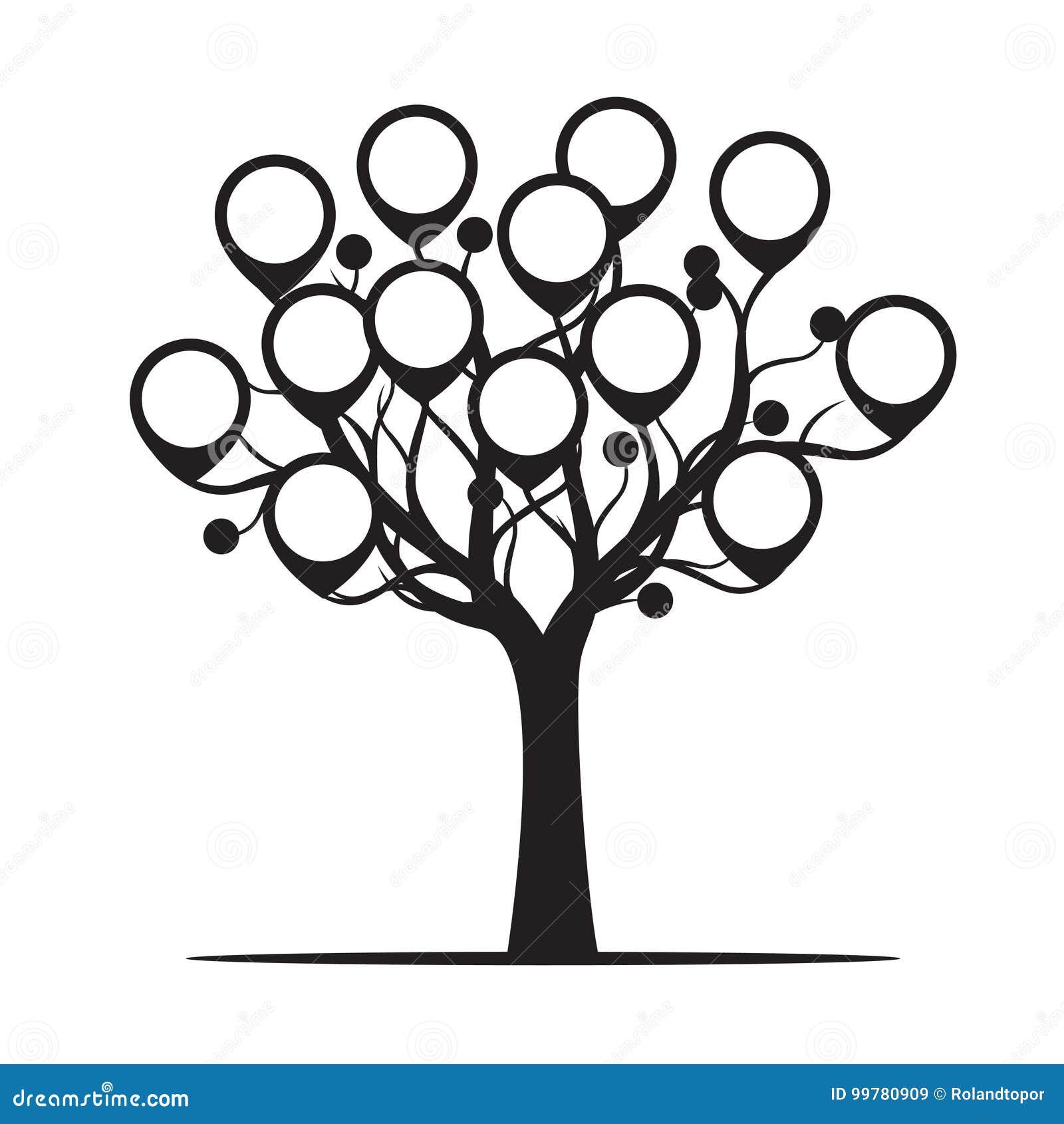 Black Tree with Borders Vector Illustration. Stock Vector ...