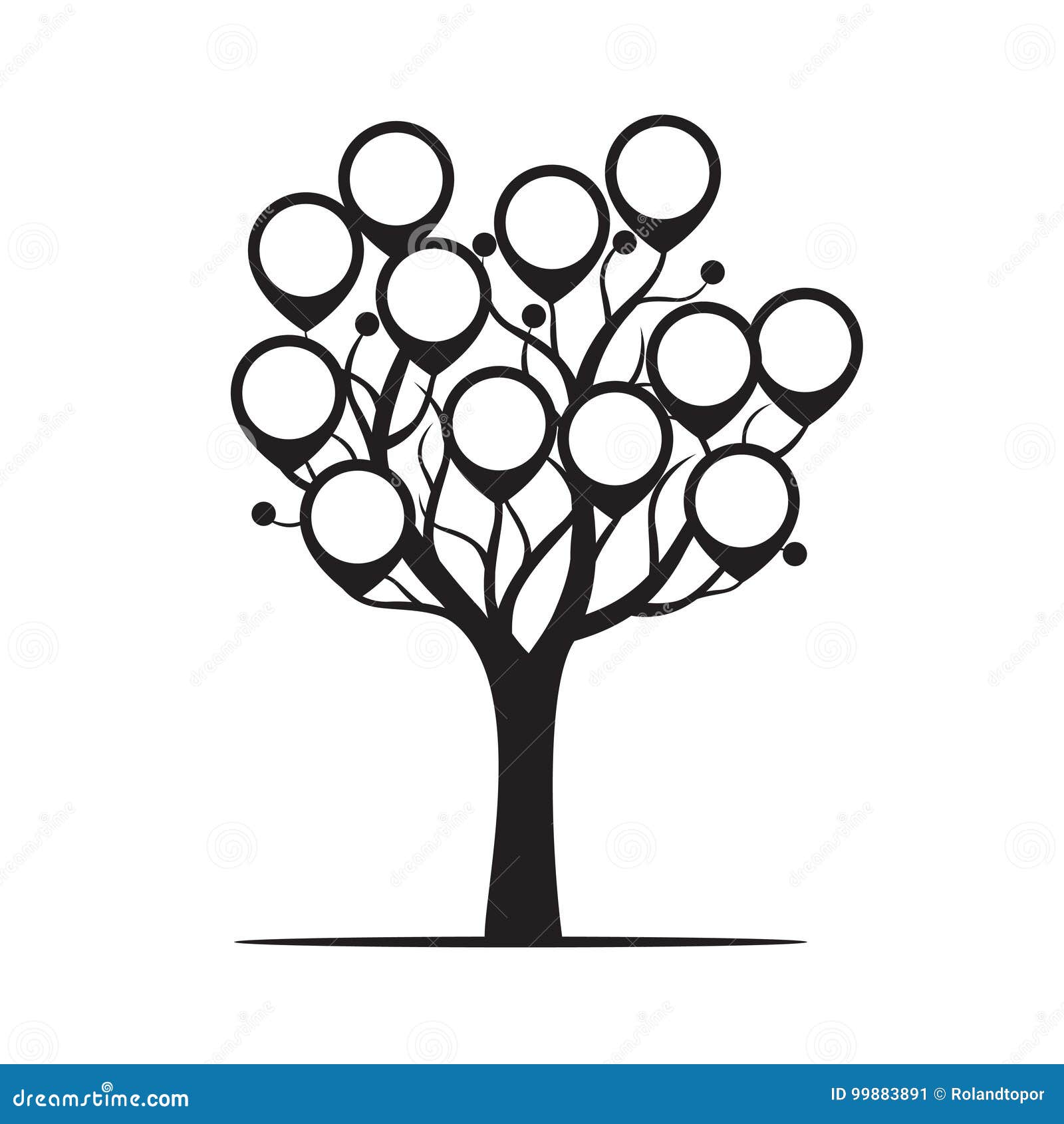 Black Tree with Borders. Vector Illustration. Stock Vector ...